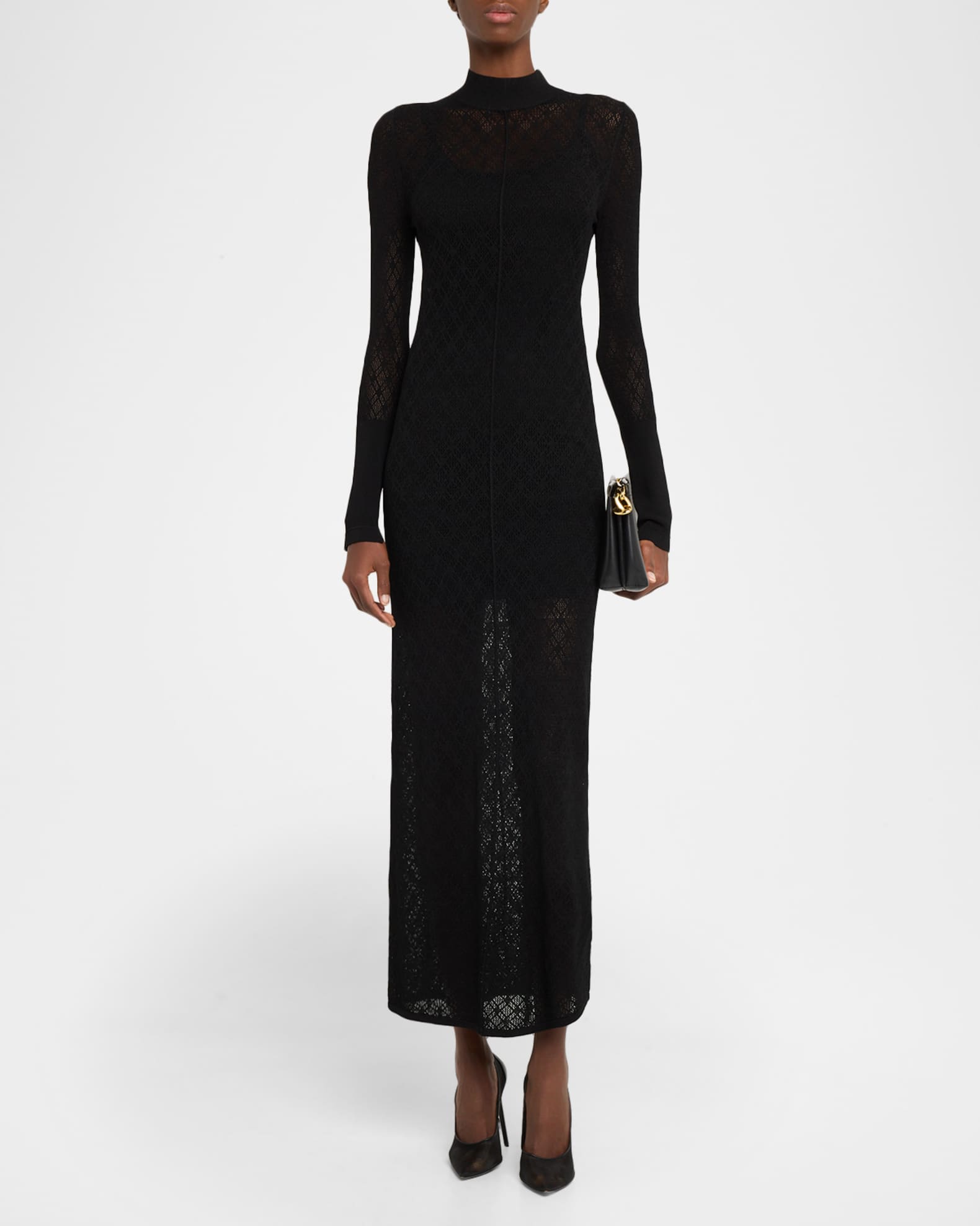 MARIA MCMANUS Lace Mock-Neck Maxi Dress | Neiman Marcus