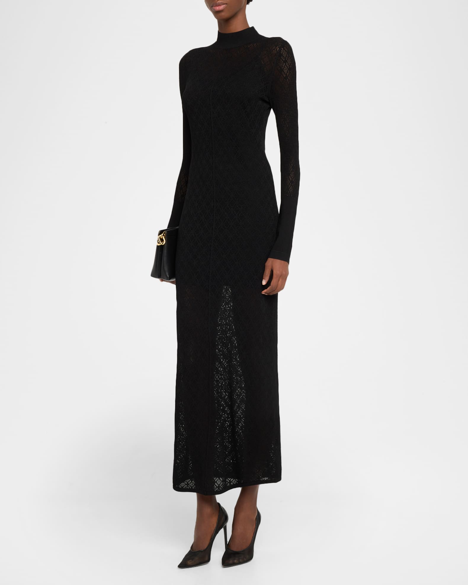 MARIA MCMANUS Lace Mock-Neck Maxi Dress | Neiman Marcus