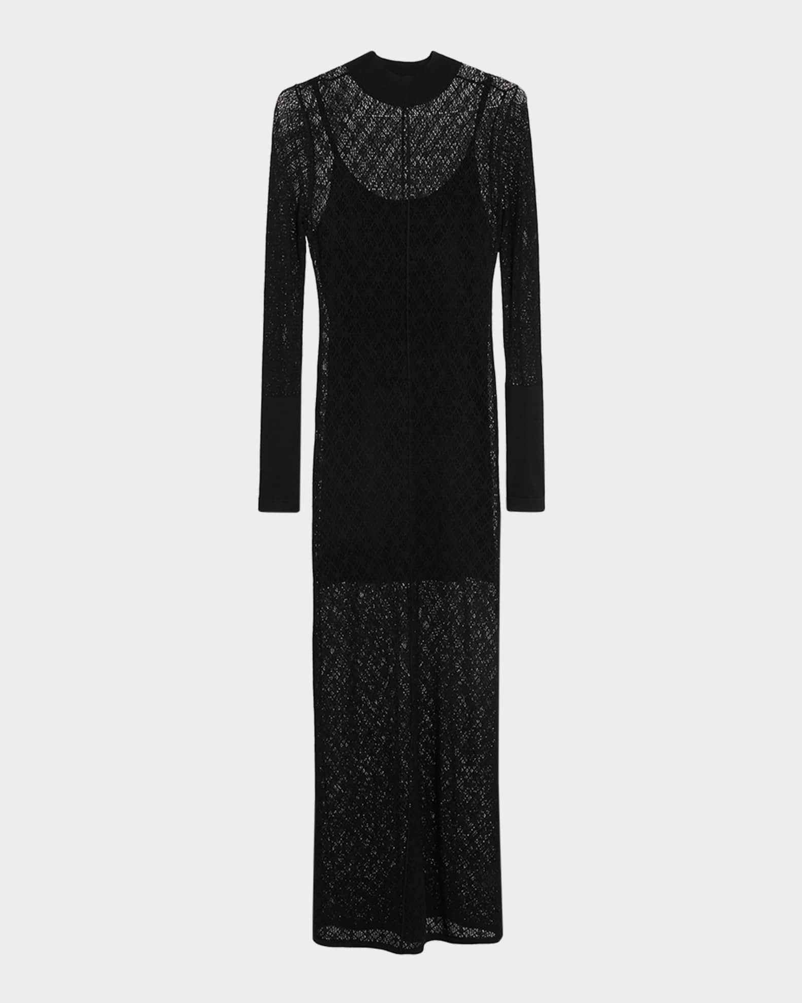 MARIA MCMANUS Lace Mock-Neck Maxi Dress | Neiman Marcus