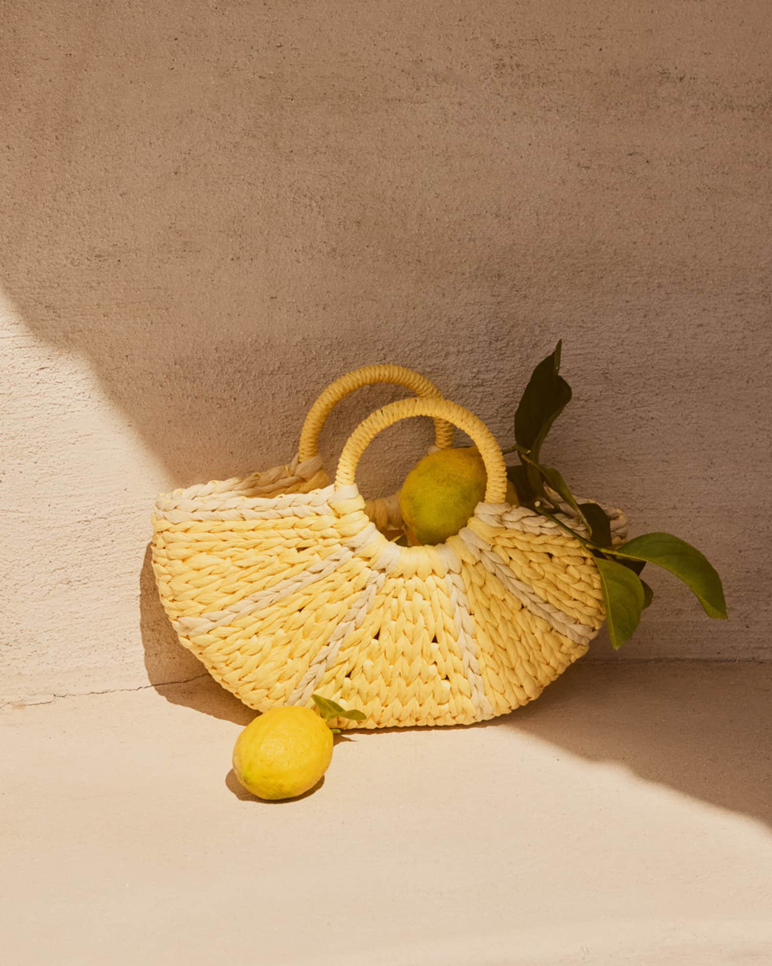 Molo Girl's Lemon Straw Tote Bag | Neiman Marcus
