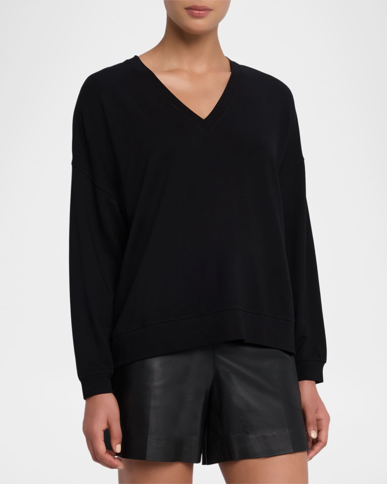 Majestic Filatures French Terry Long-Sleeve Sweater | Neiman Marcus