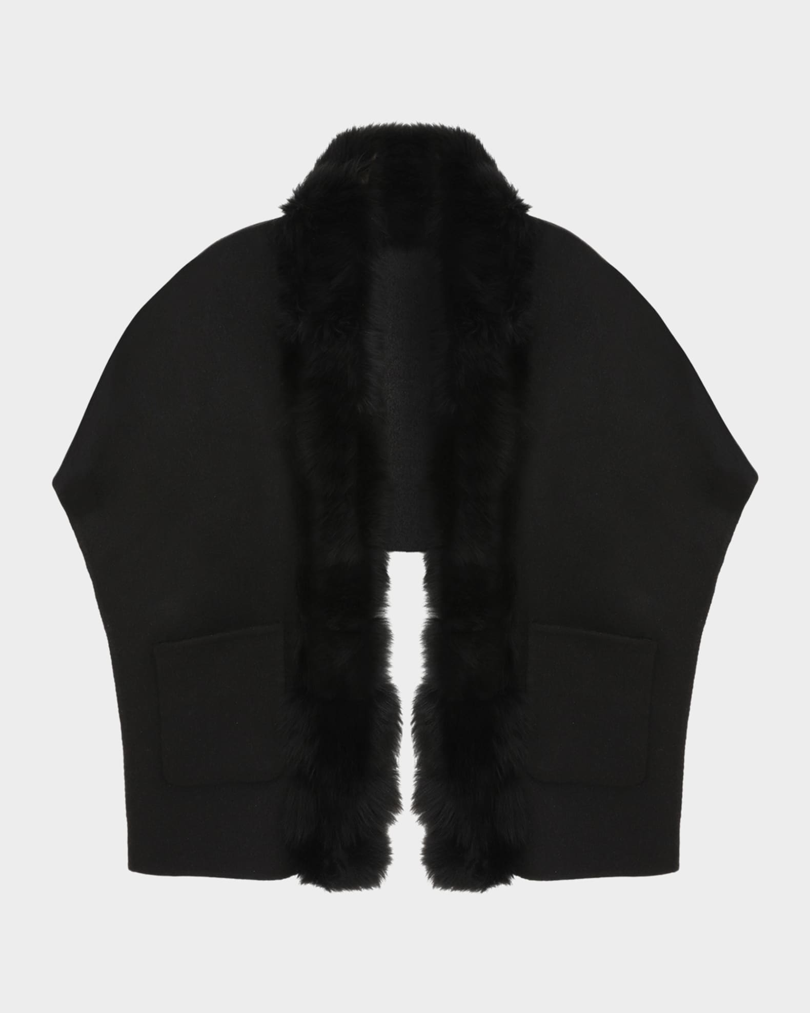 Gorski Reversible Cashmere & Wool Shawl with Merinillo Shearling Trim ...