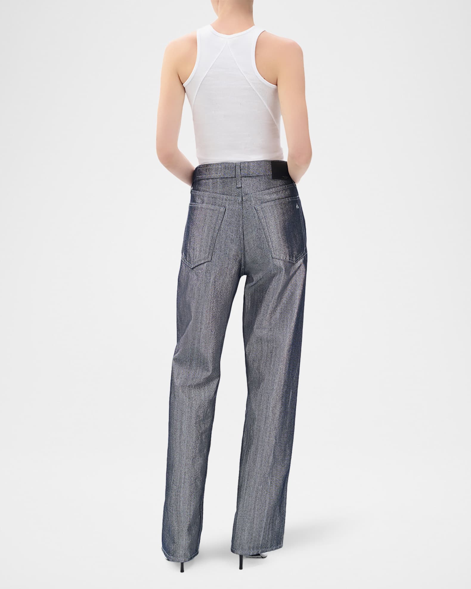 Rag & Bone Logan Metallic Wide-Leg Jeans | Neiman Marcus