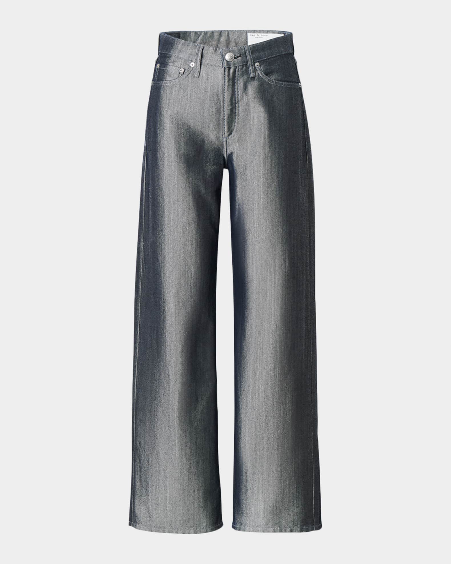 Rag & Bone Logan Metallic Wide-Leg Jeans | Neiman Marcus