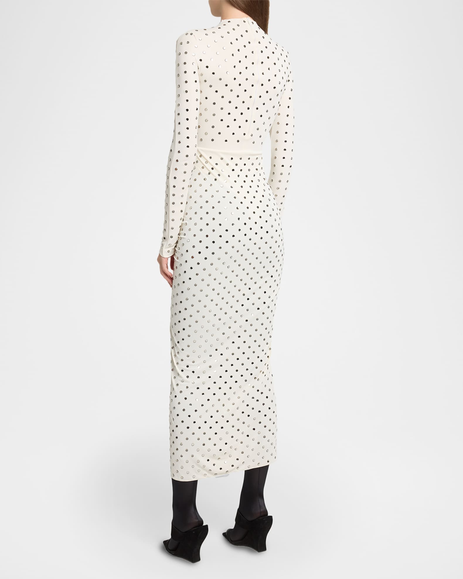 ALAIA Strass Jersey Ruched Midi Dress | Neiman Marcus