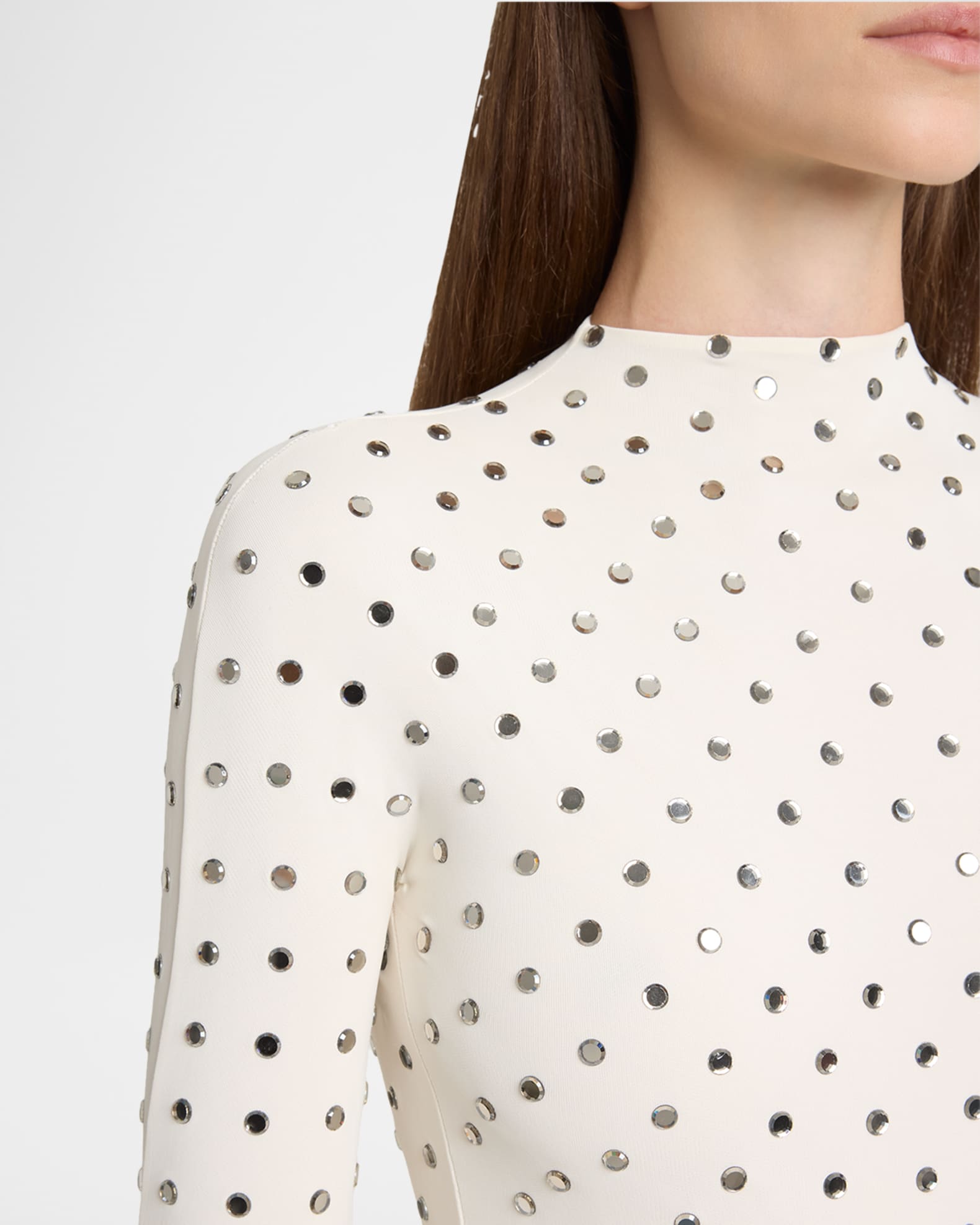 ALAIA Strass Jersey Ruched Midi Dress | Neiman Marcus