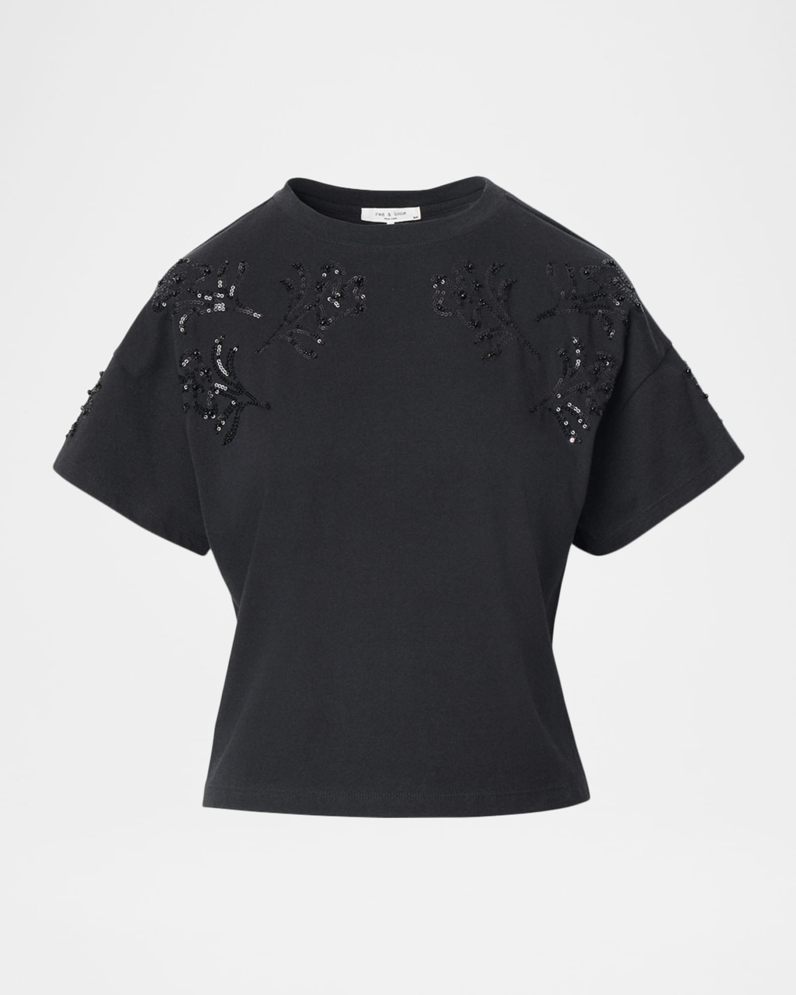Rag & Bone Kelly Boxy Beaded Floral Tee | Neiman Marcus