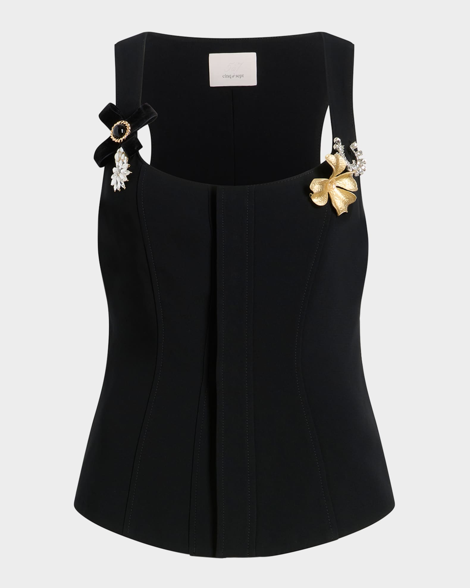 Cinq a Sept Aliana Embellished Crepe Vest | Neiman Marcus