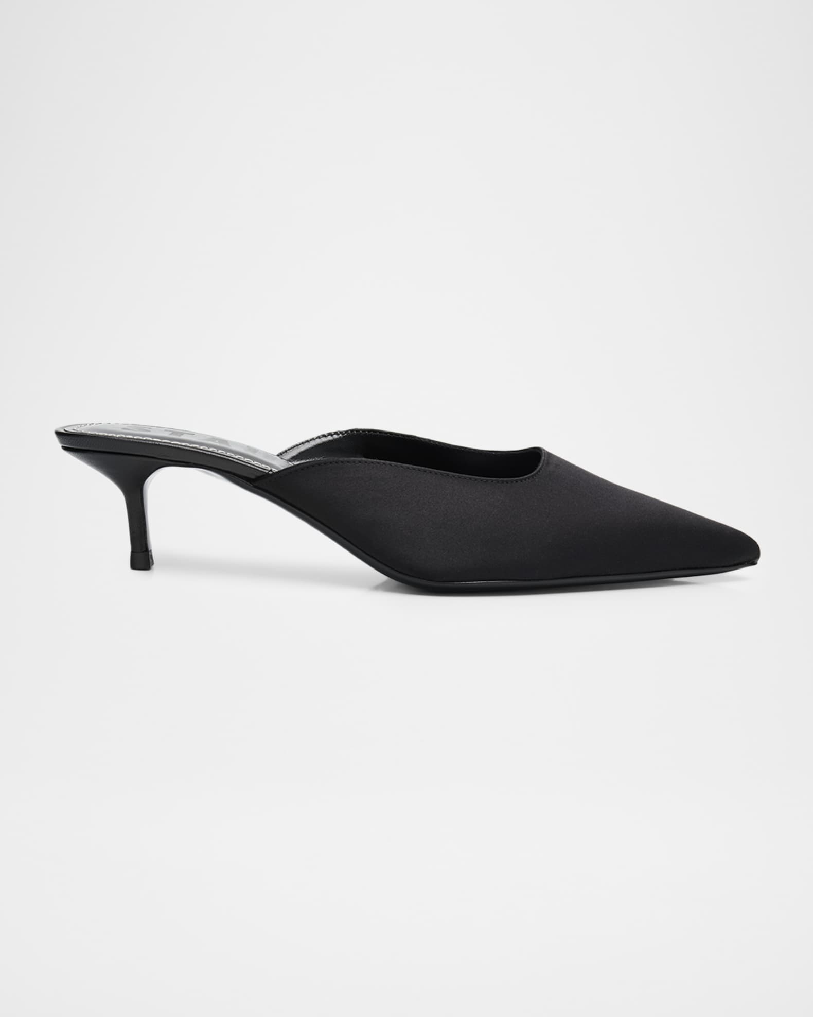 STAUD Sebastian Satin Kitten-Heel Mules | Neiman Marcus