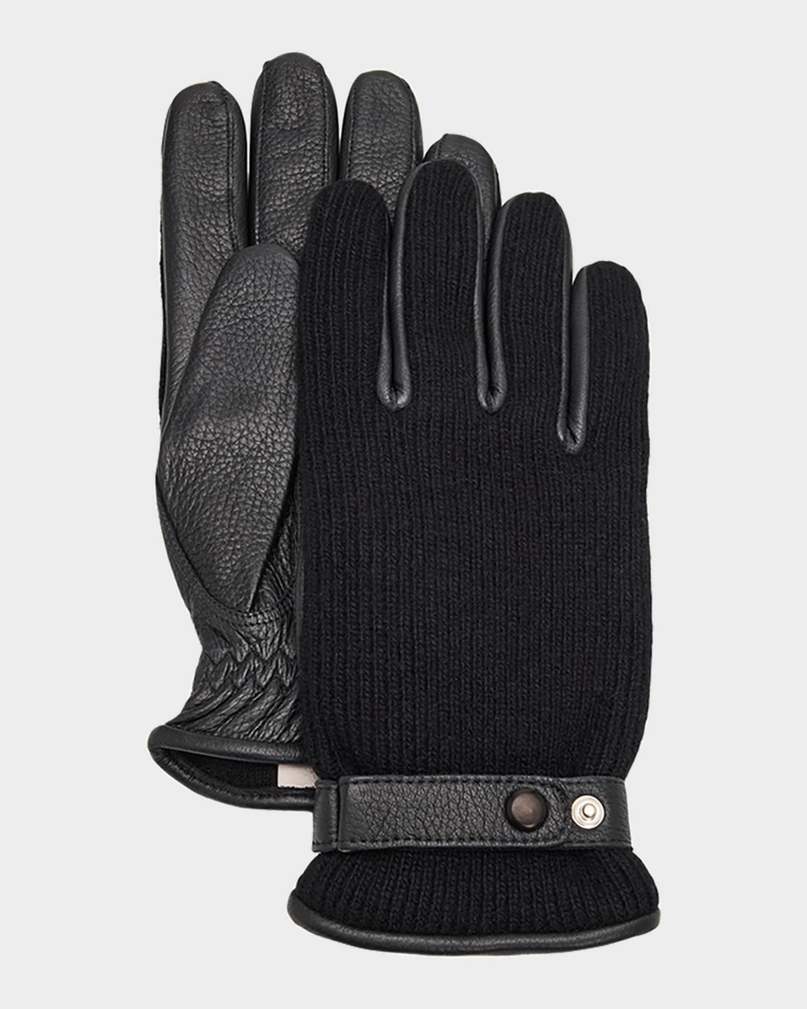 Hestra Gloves Men's Christopher Elk Leather and Cashmere Knit Gloves ...