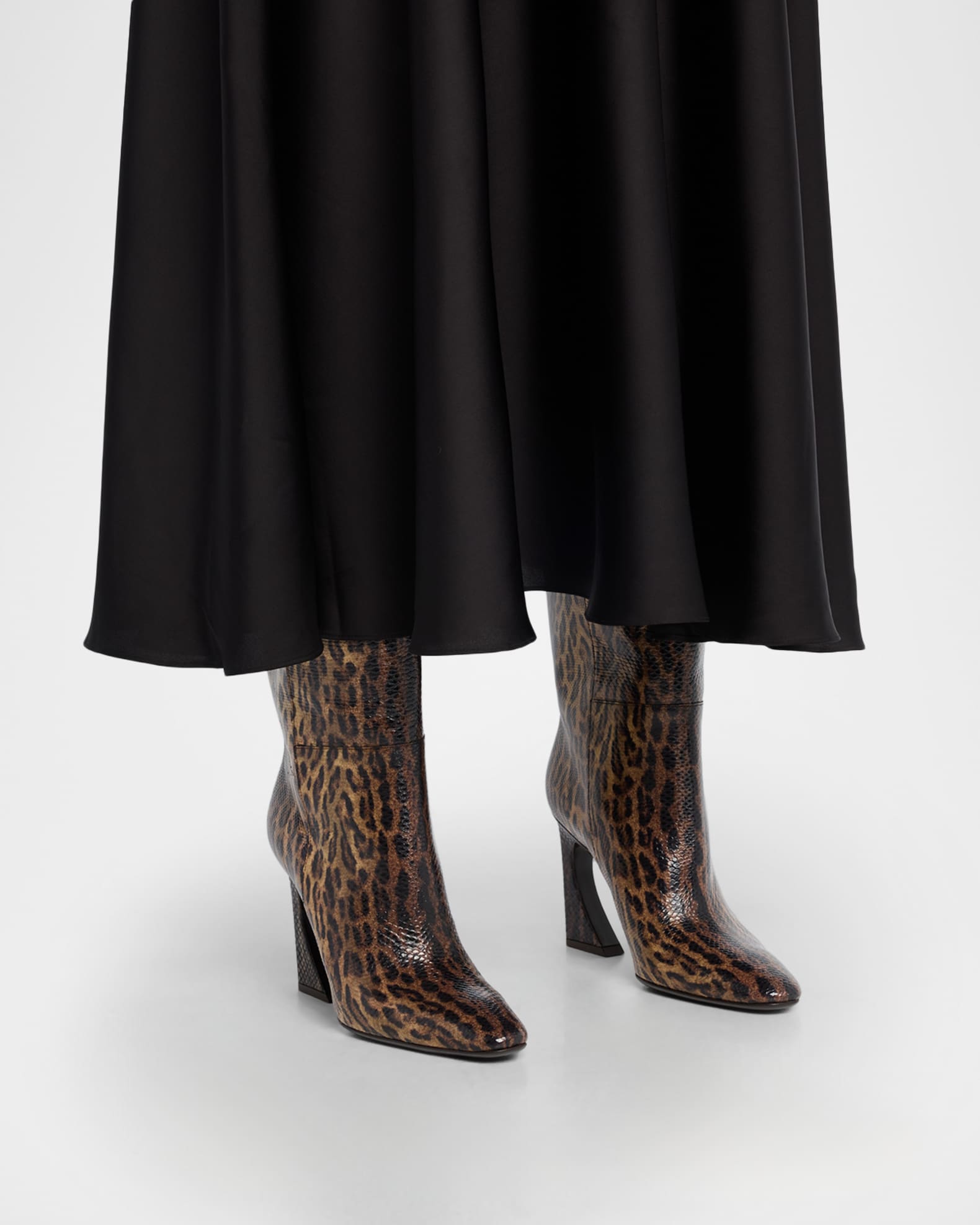 Fendi Arco Leopard-Print Snakeskin Knee-High Boots | Neiman Marcus