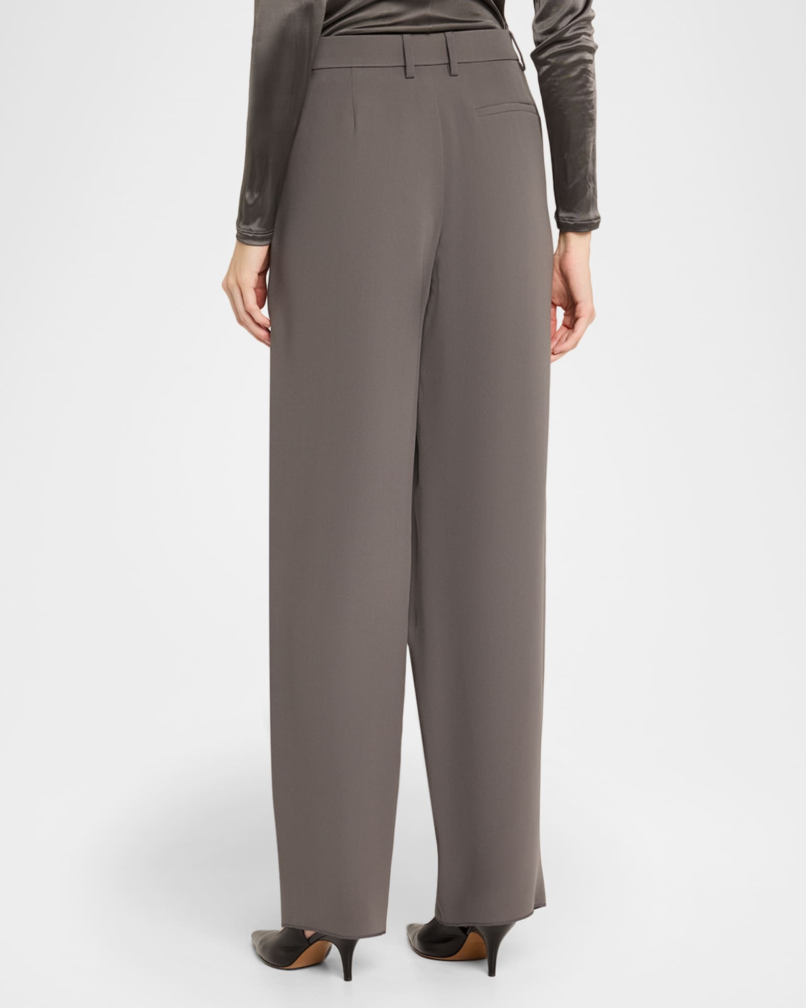 Giorgio Armani Washed Silk Pleated Trousers | Neiman Marcus