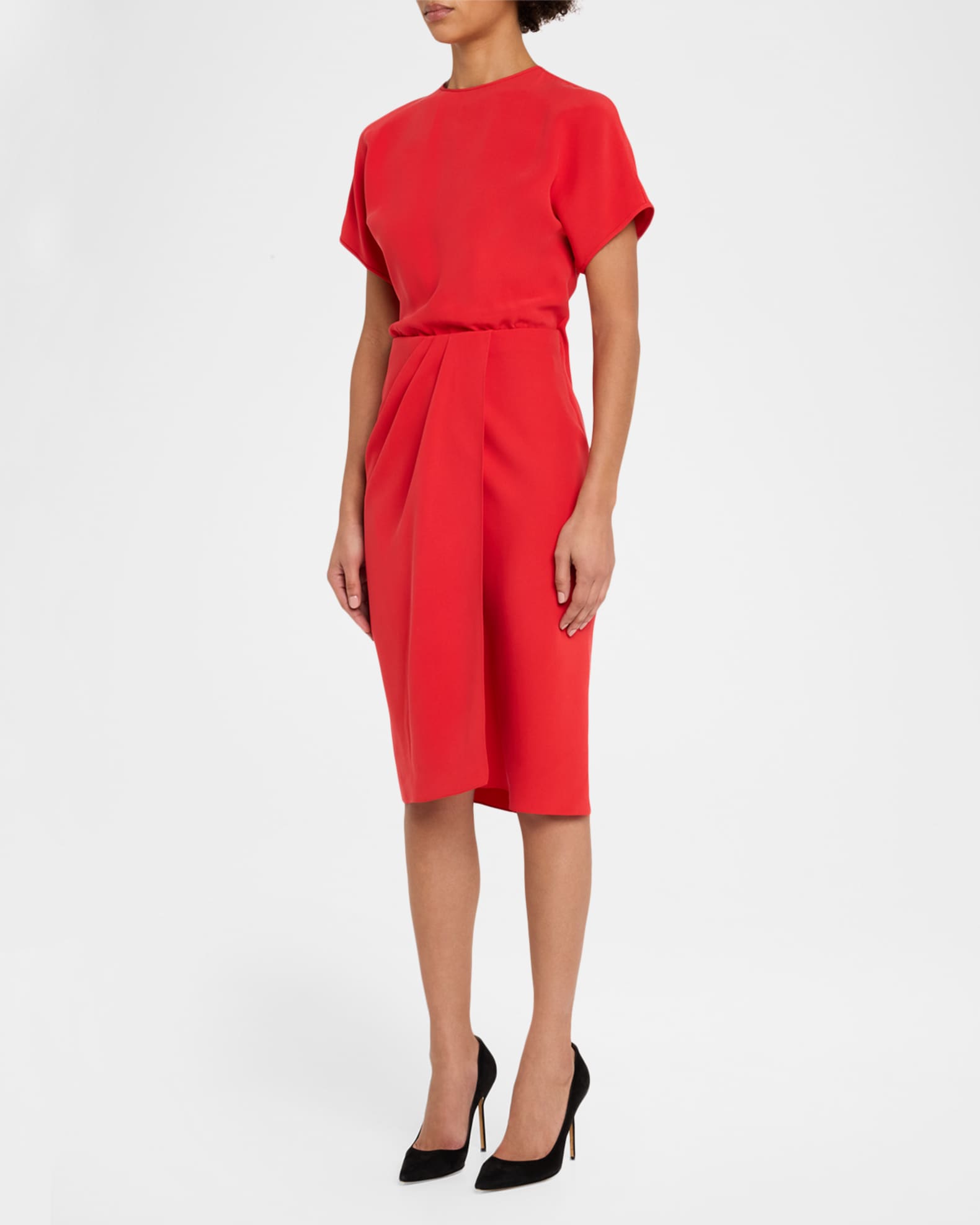 Giorgio Armani Washed Silk Asymmetric Midi Dress | Neiman Marcus