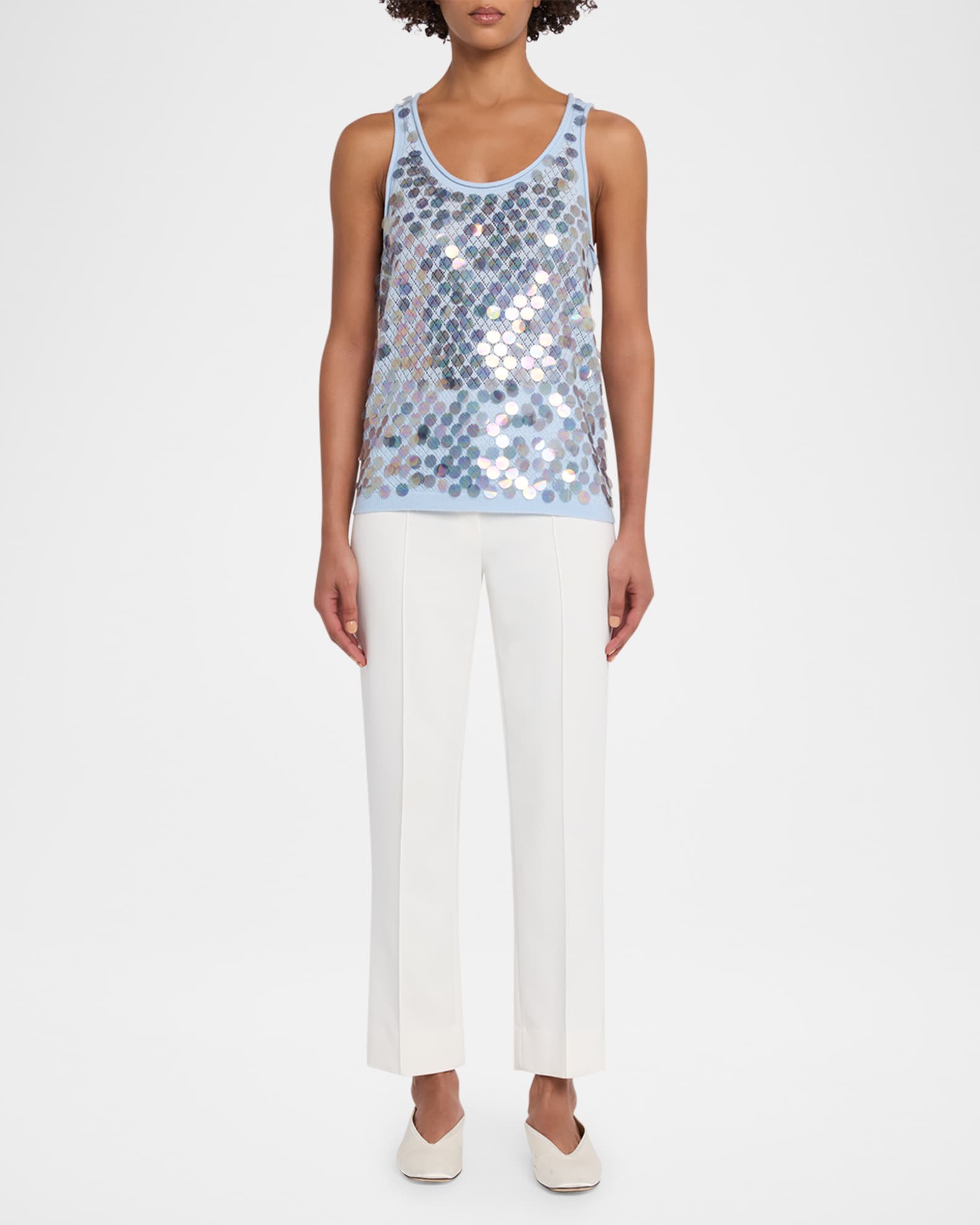 ZANKOV Sequined Cashmere-Wool Tank Top | Neiman Marcus