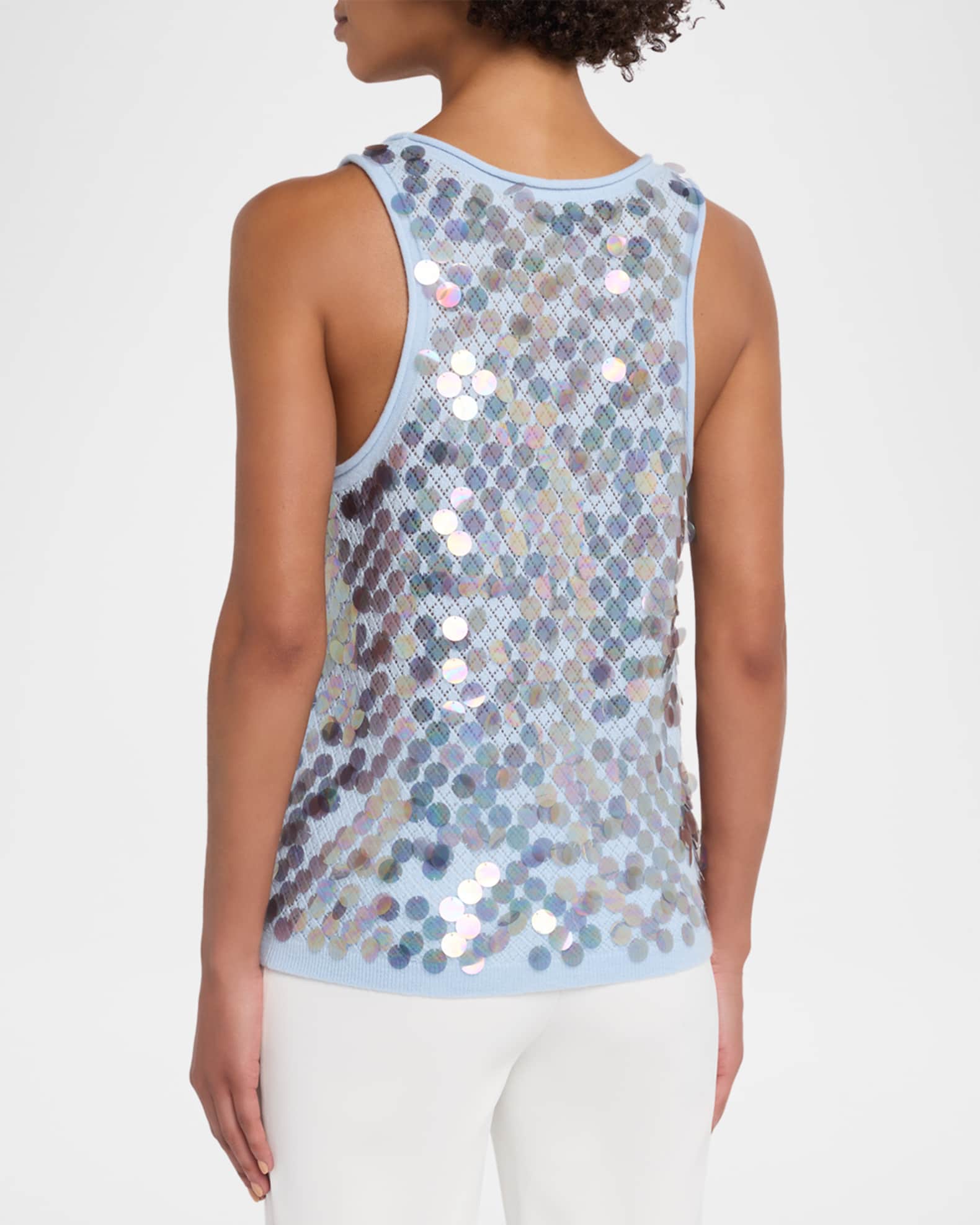 ZANKOV Sequined Cashmere-Wool Tank Top | Neiman Marcus