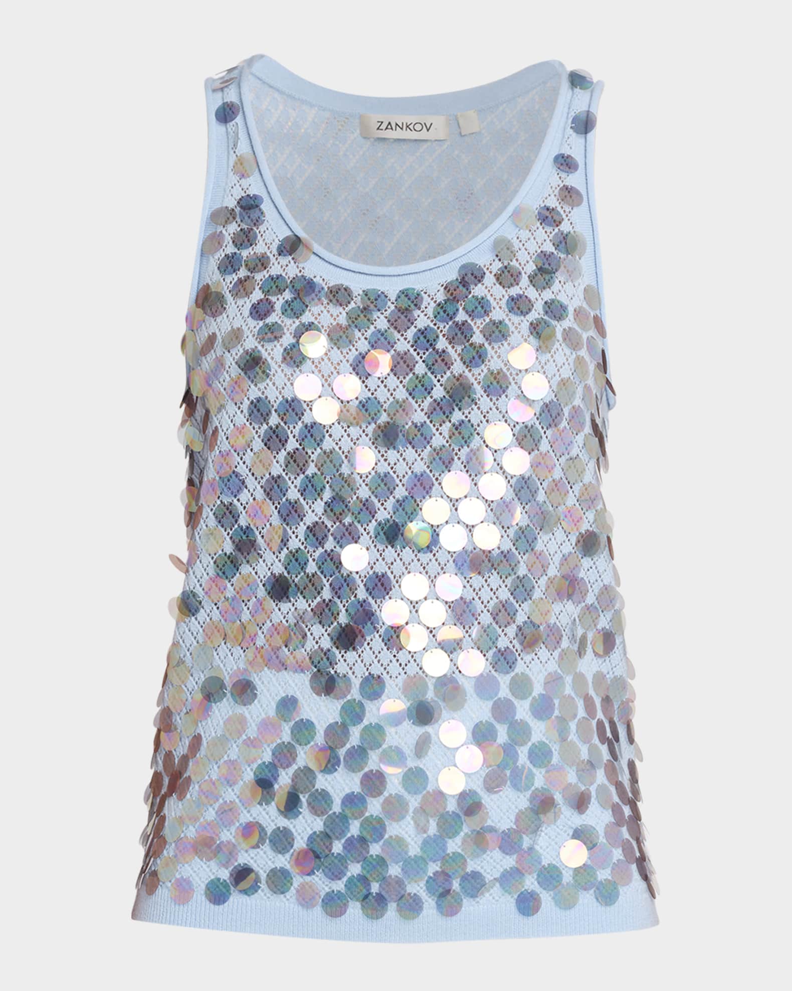ZANKOV Sequined Cashmere-Wool Tank Top | Neiman Marcus