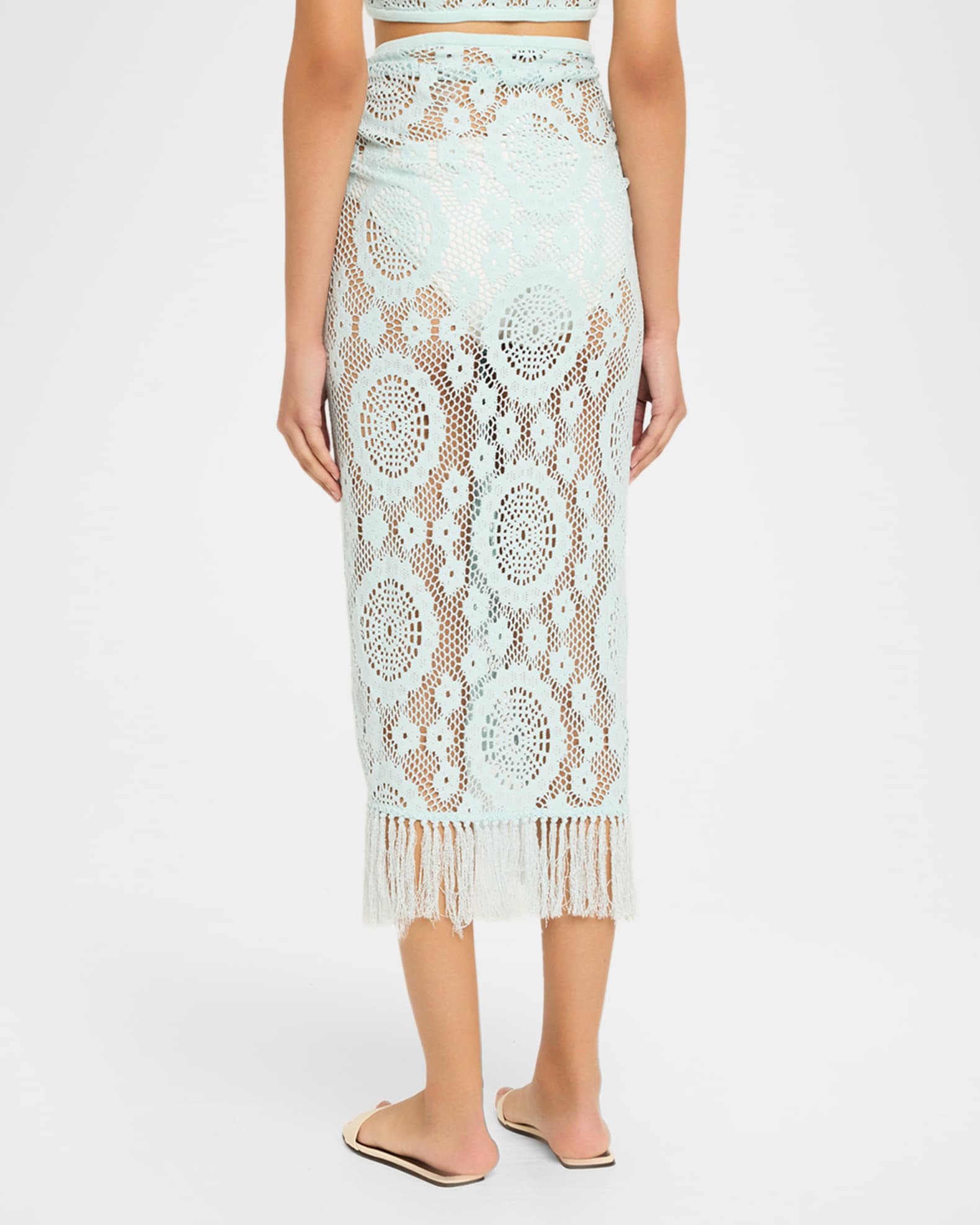 SIMKHAI Thyri Open-Knit Fringe Pareo Coverup | Neiman Marcus
