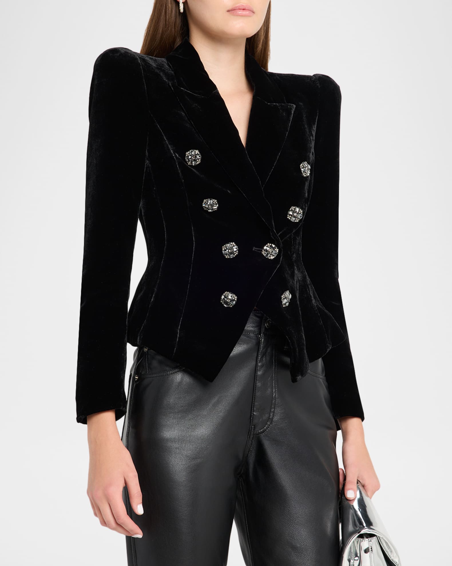 L'Agence Bethany Structured Velvet Blazer | Neiman Marcus