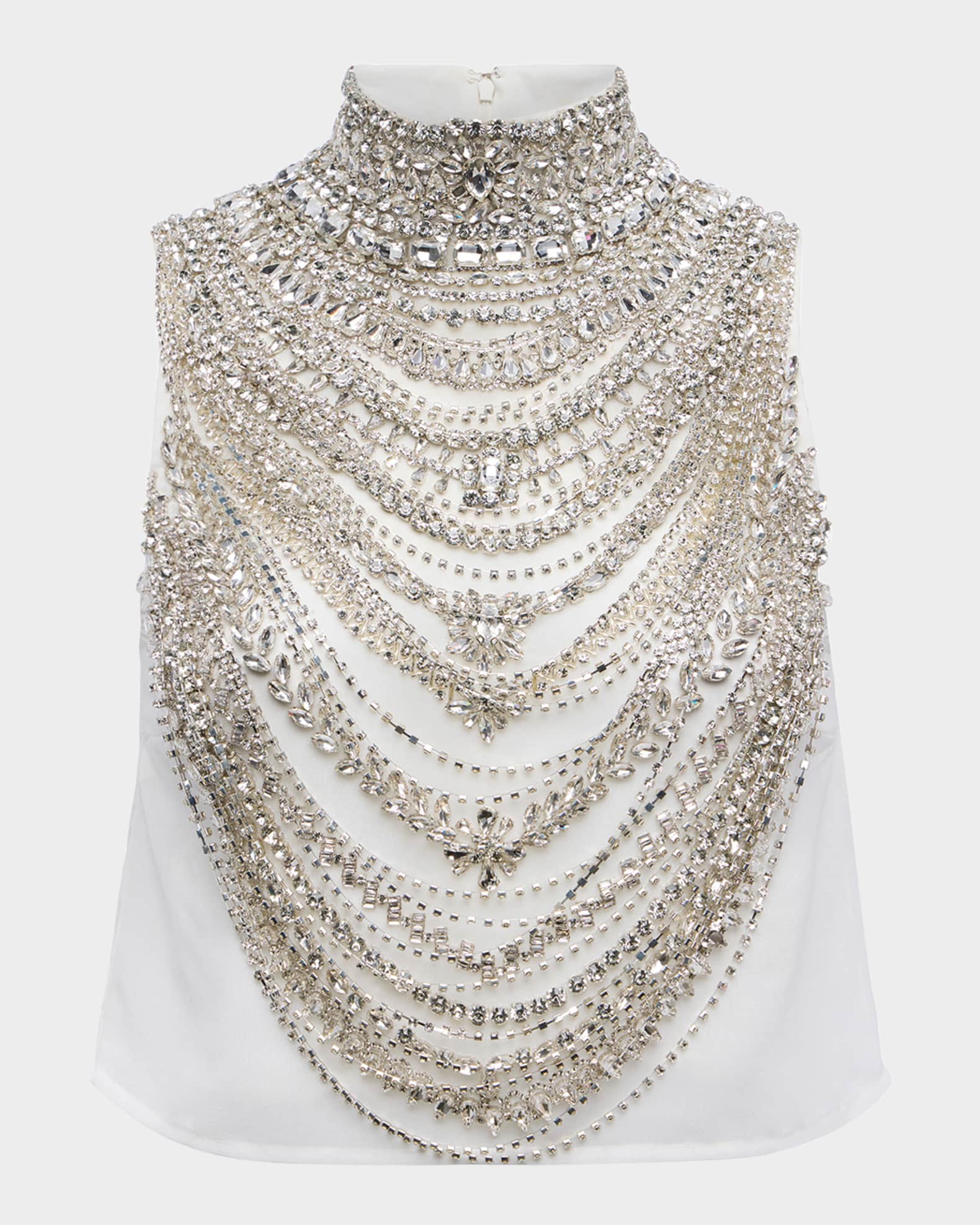 L'Agence Yun Draped Crystal Tank Top | Neiman Marcus