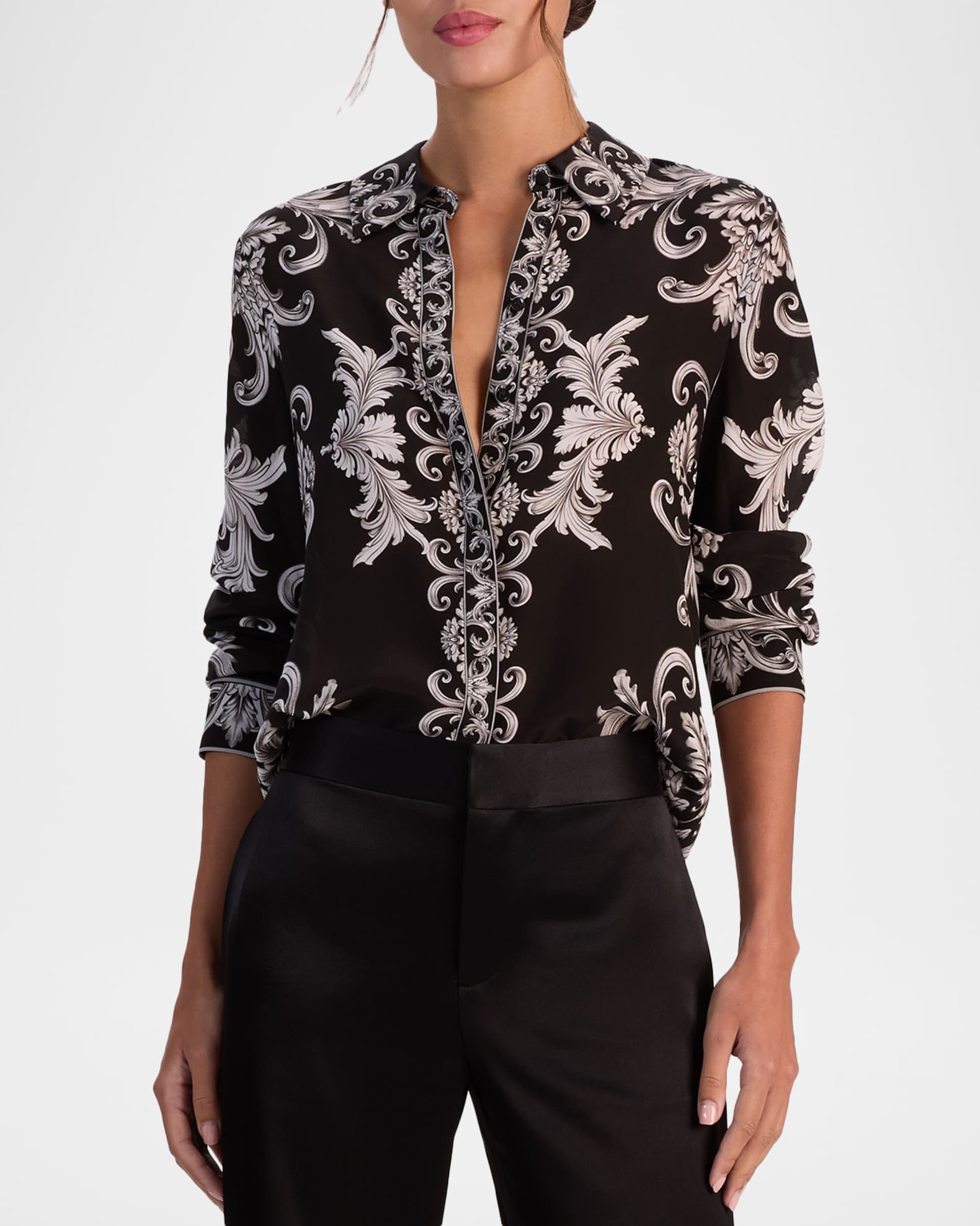 Alice + Olivia Winter's Tale Willa Placket Top | Neiman Marcus