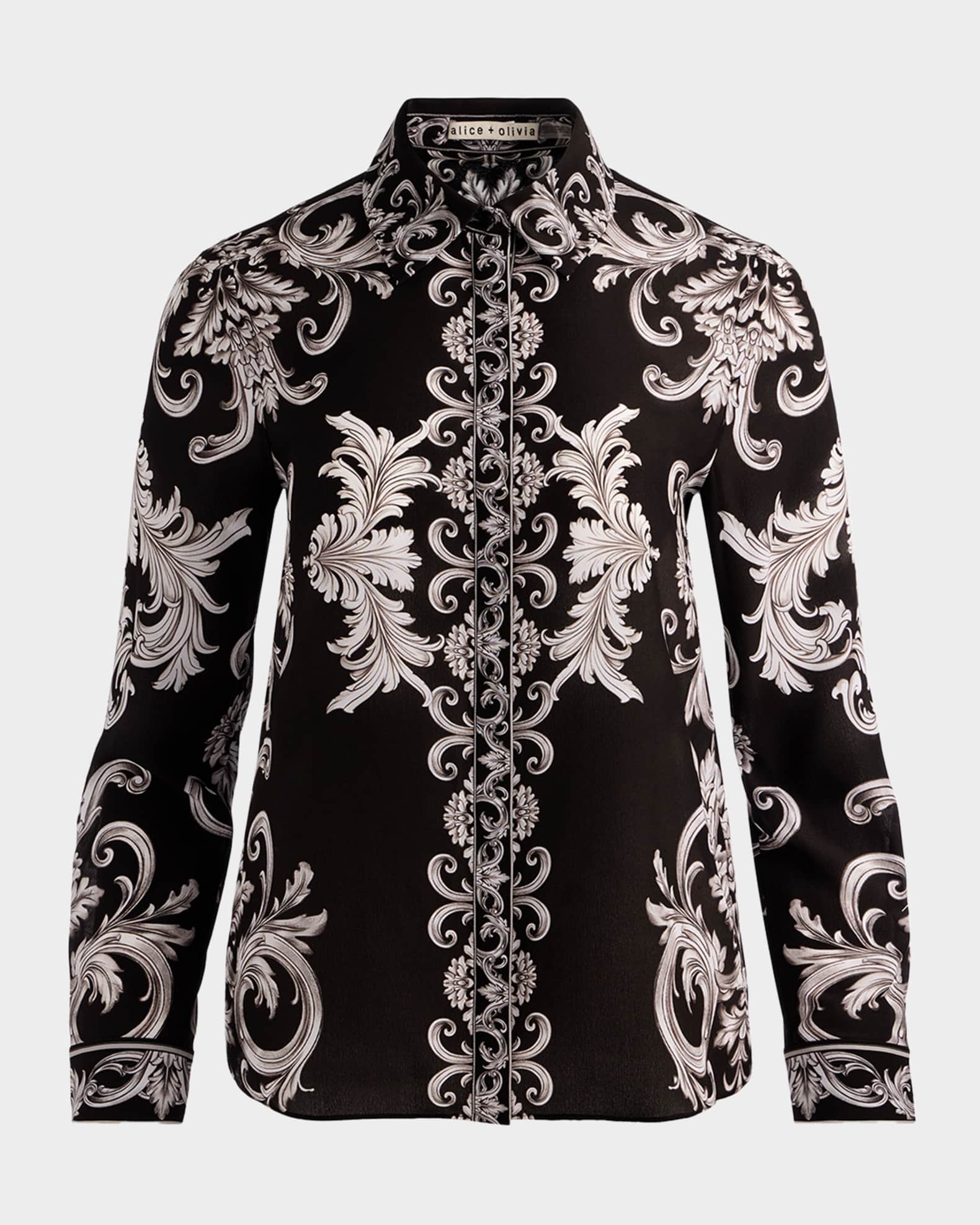 Alice + Olivia Winter's Tale Willa Placket Top | Neiman Marcus