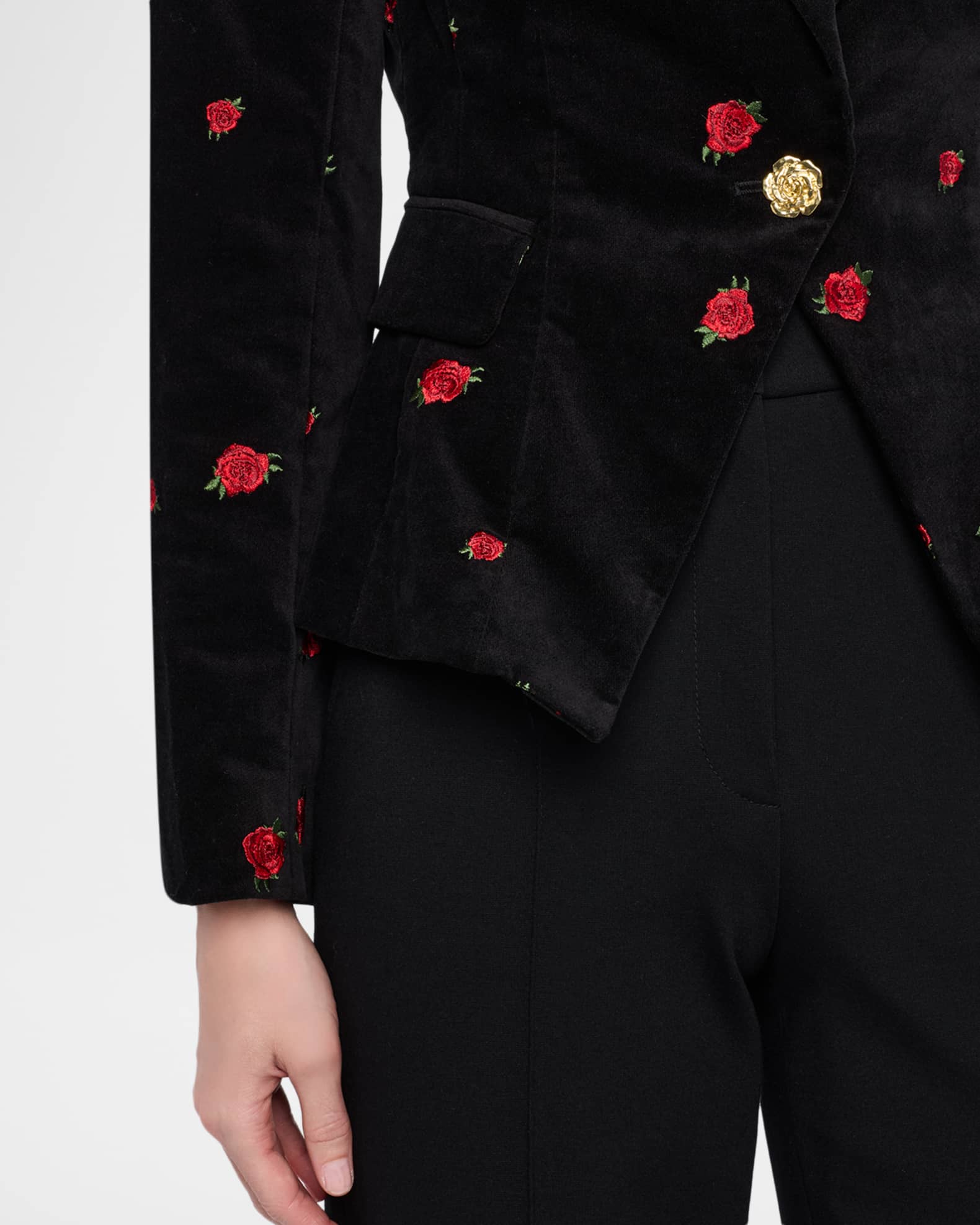 L'Agence Kaisley Embroidered Velvet Single-Breasted Blazer | Neiman Marcus