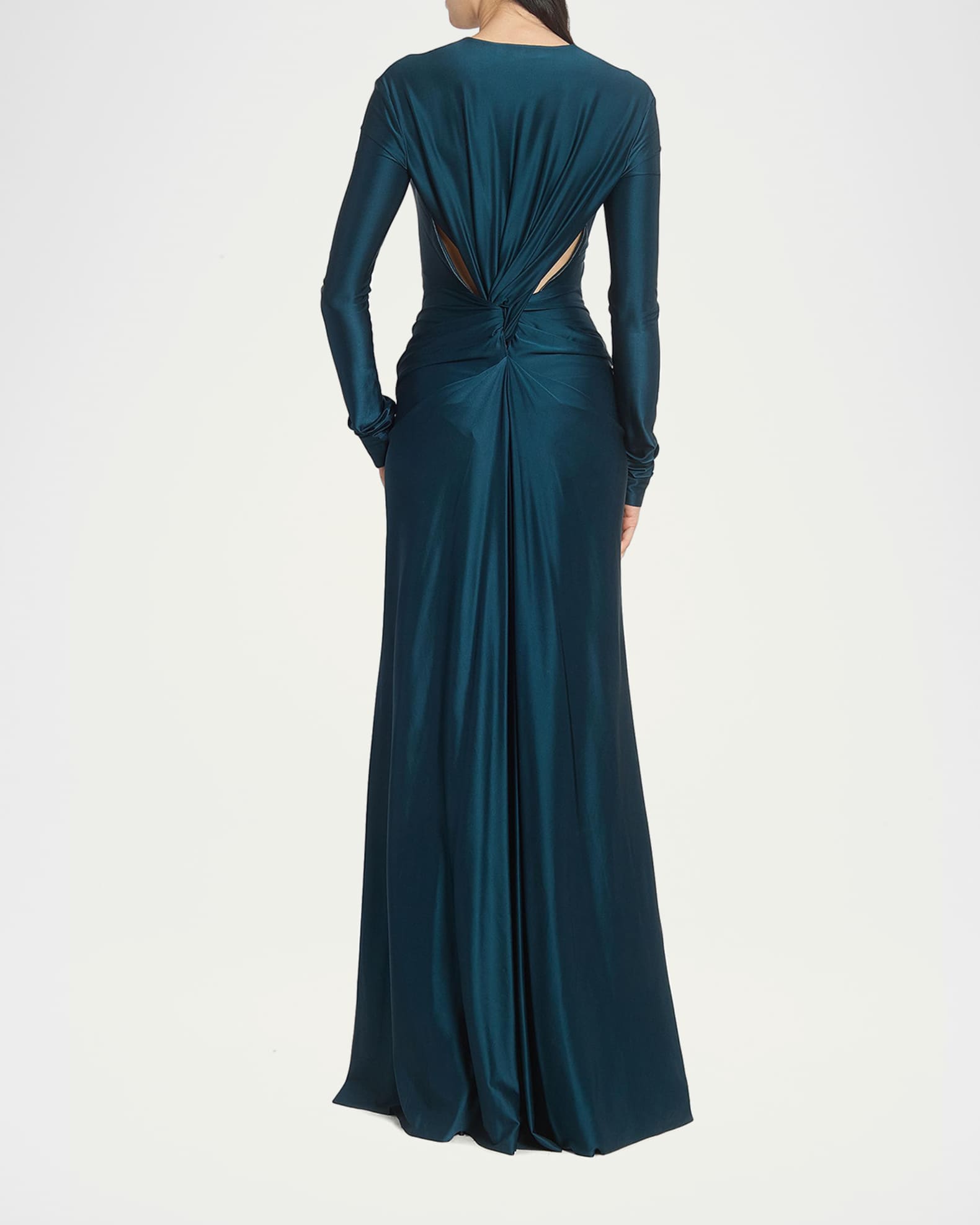 Victoria Beckham Twisted Cutout Long-Sleeve Gown | Neiman Marcus
