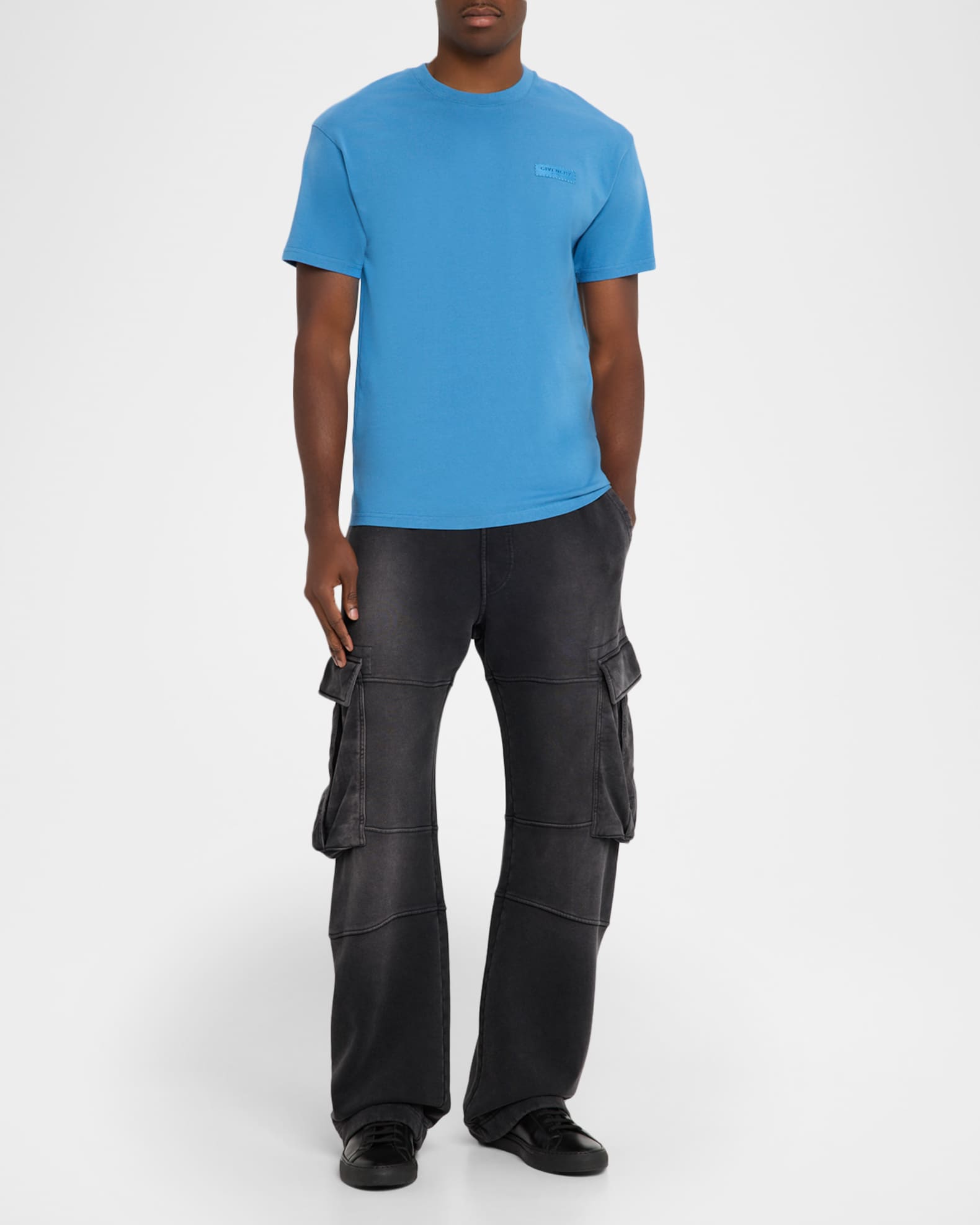 Givenchy Men's Tonal Grosgrain Label Crewneck T-Shirt | Neiman Marcus