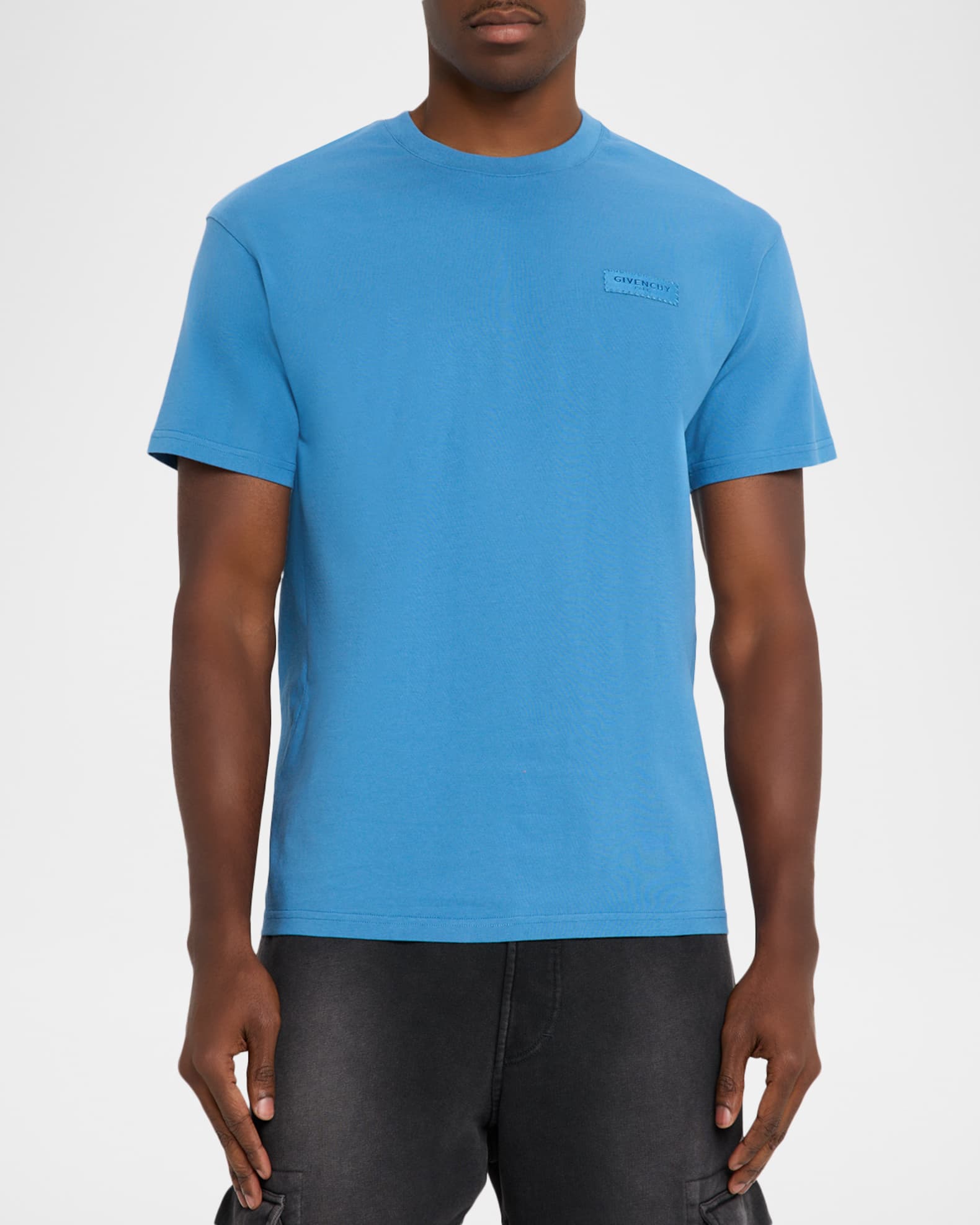 Givenchy Men's Tonal Grosgrain Label Crewneck T-Shirt | Neiman Marcus