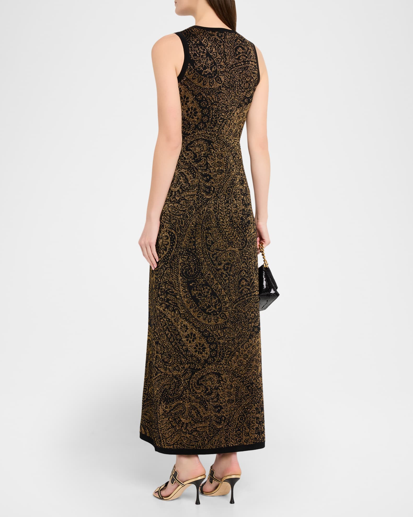 Etro Metallic Paisley Knit Sleeveless Maxi Dress | Neiman Marcus
