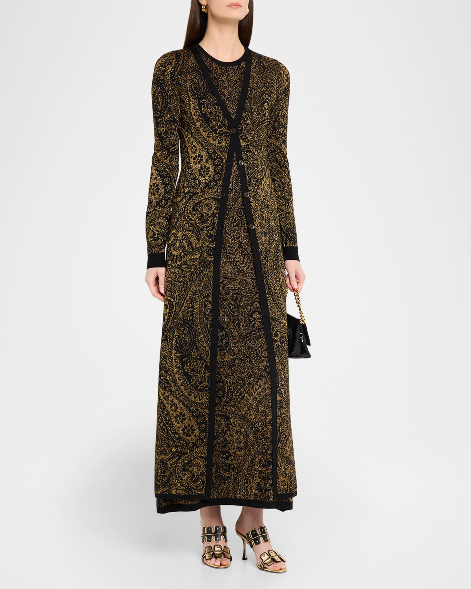 Etro Metallic Paisley Knit Sleeveless Maxi Dress | Neiman Marcus
