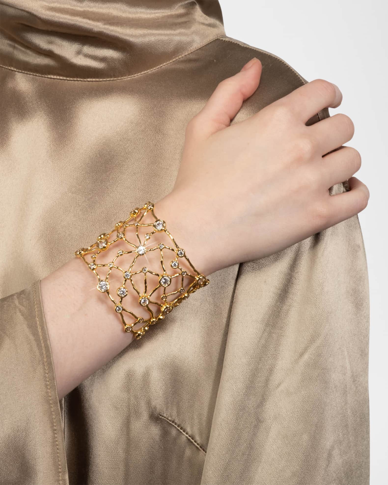 Alexis Bittar Asterales Gold Celestial CZ Cuff Bracelet | Neiman Marcus