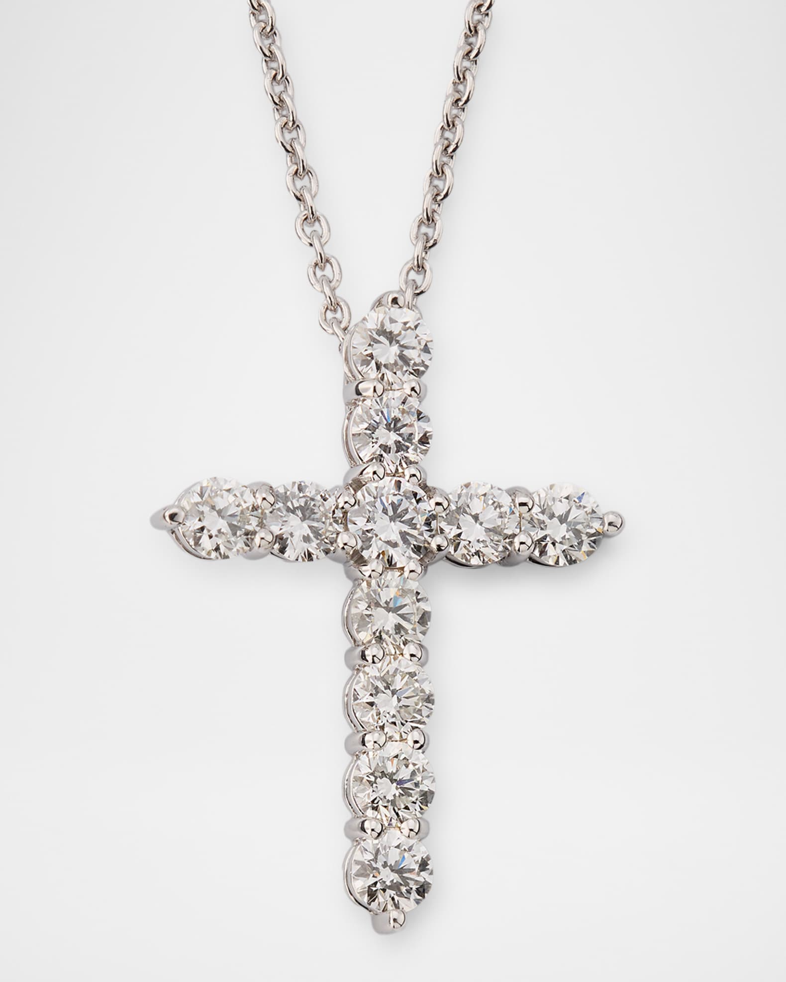 Roberto Coin 18K White Gold Large Diamond Cross Necklace, 1.77tcw ...