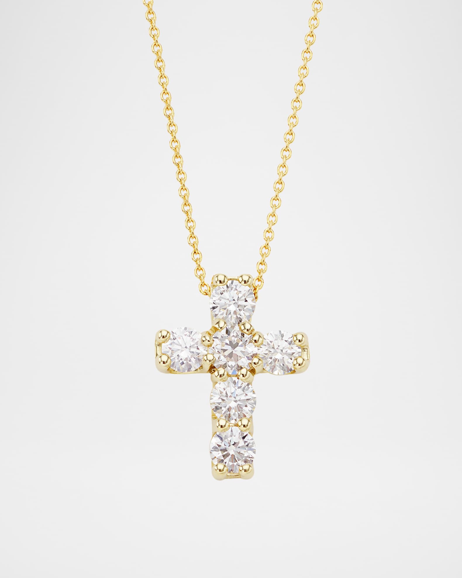 Roberto Coin 18K Yellow Gold Diamond Square Cross Pendant Necklace ...