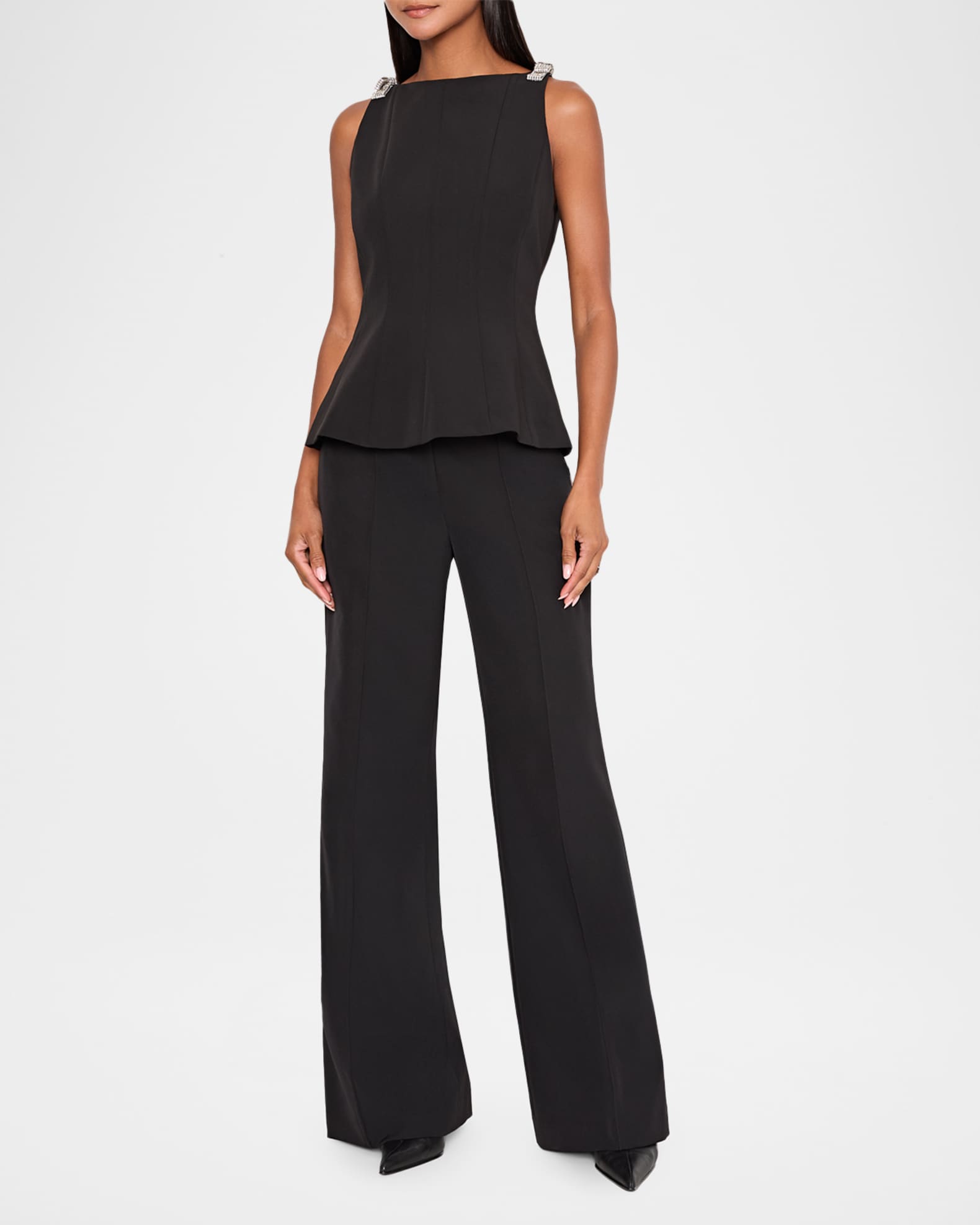 Milly Ruby Crystal-Bow Sleeveless Cady Top | Neiman Marcus