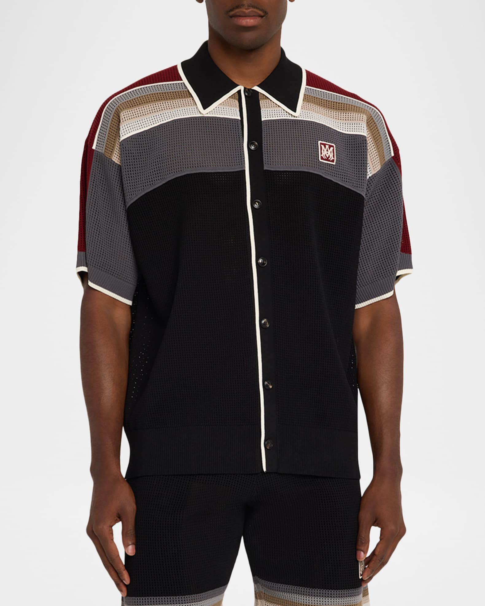 Amiri Men's Knit MA Icon Applique Short-Sleeve Shirt | Neiman Marcus