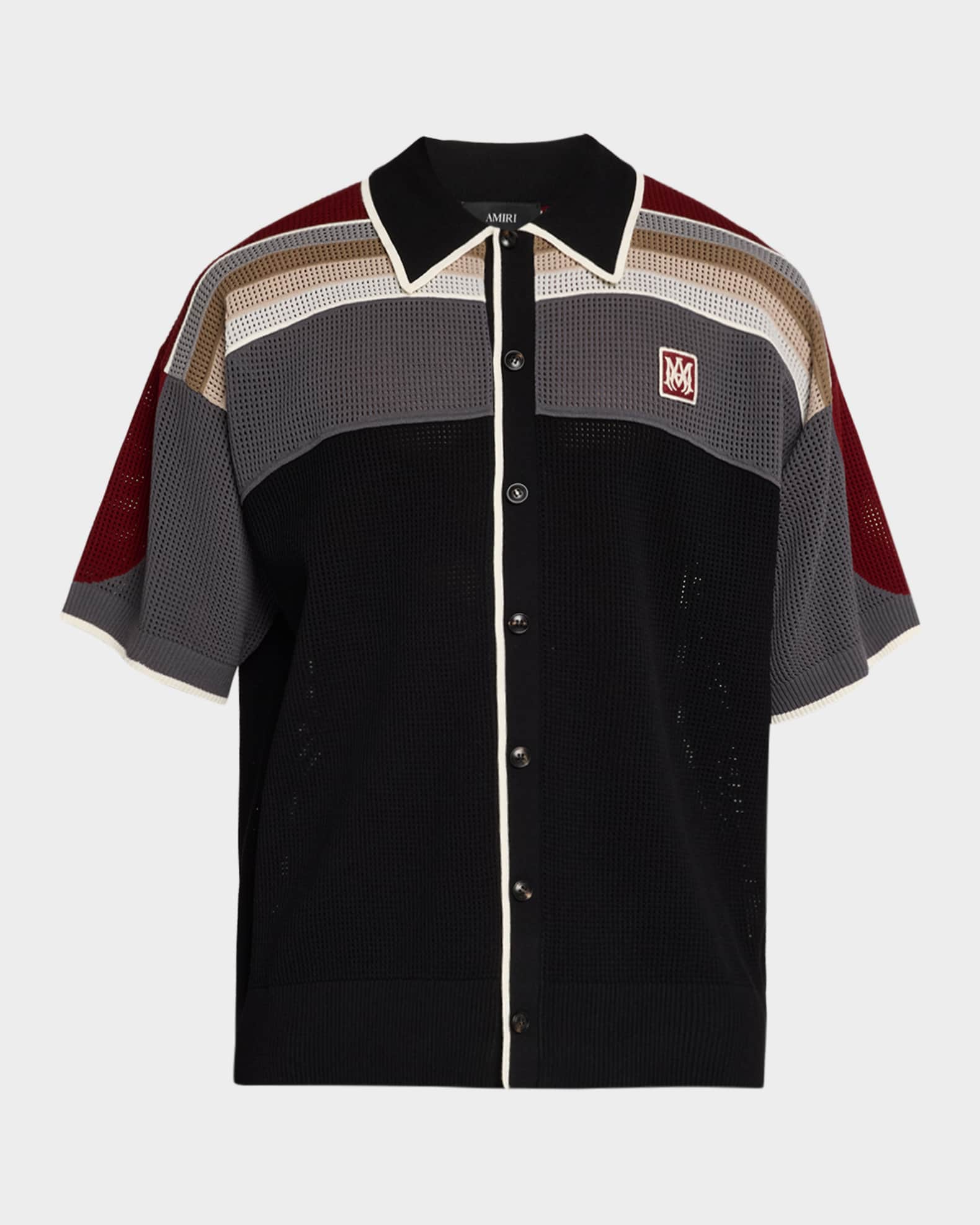 Amiri Men's Knit MA Icon Applique Short-Sleeve Shirt | Neiman Marcus
