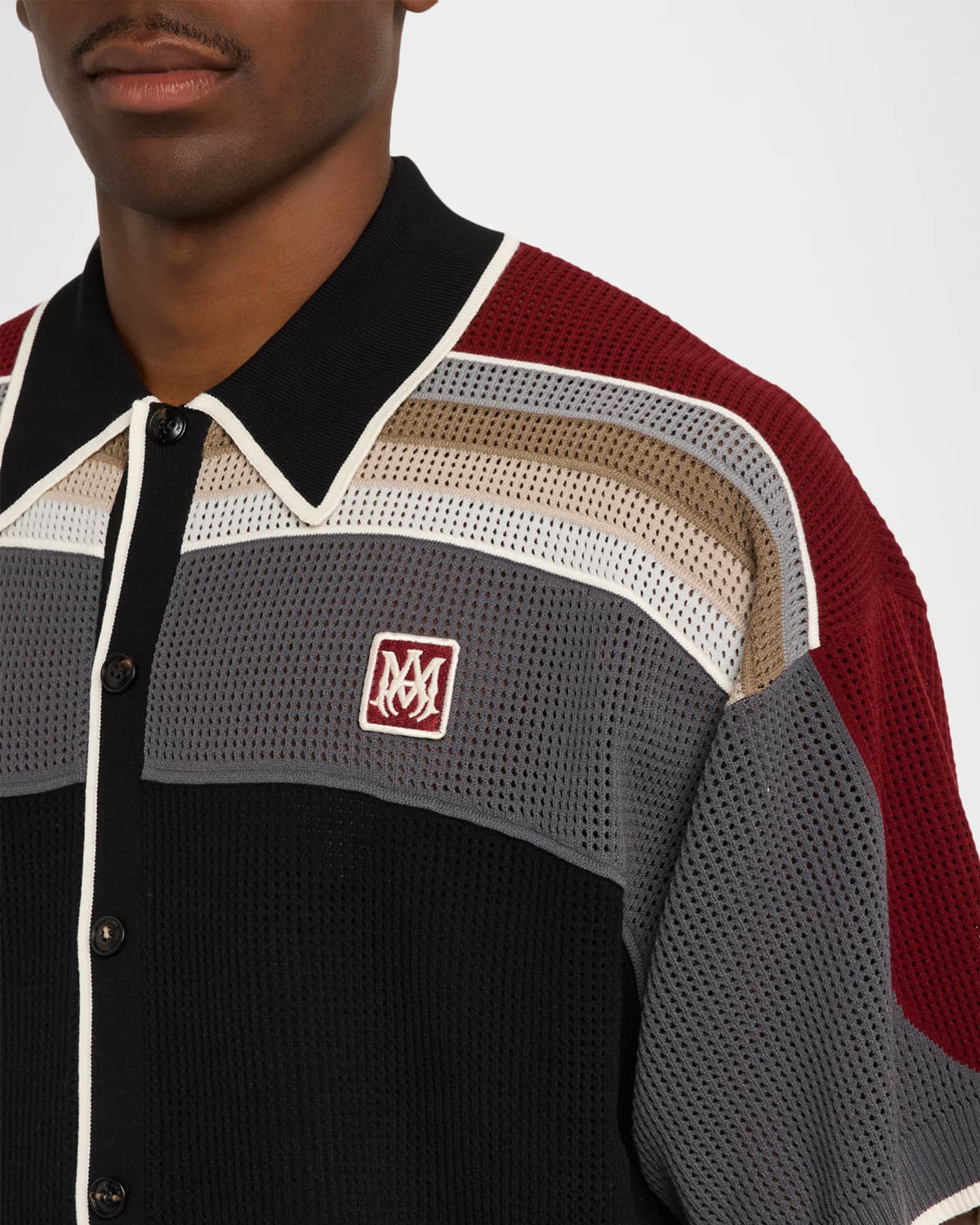 Amiri Men's Knit MA Icon Applique Short-Sleeve Shirt | Neiman Marcus