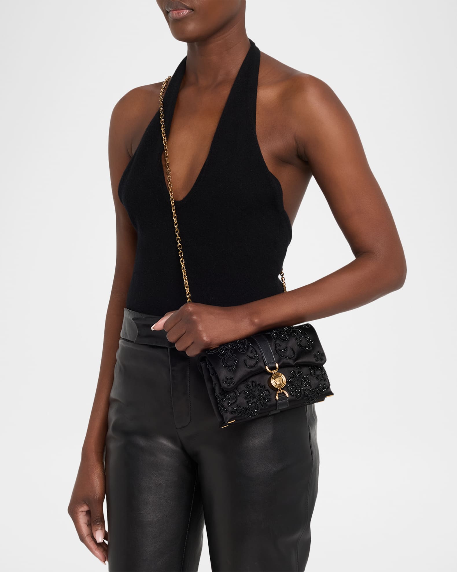 Versace Medusa 95 Beaded Satin Crossbody Bag | Neiman Marcus