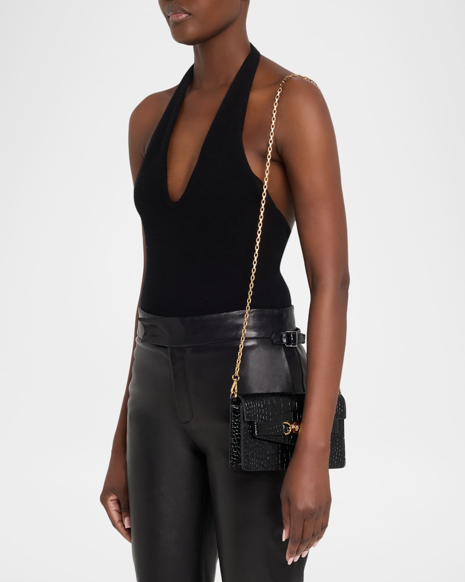 Versace Medusa '95 Croc-Effect Clutch Bag | Neiman Marcus
