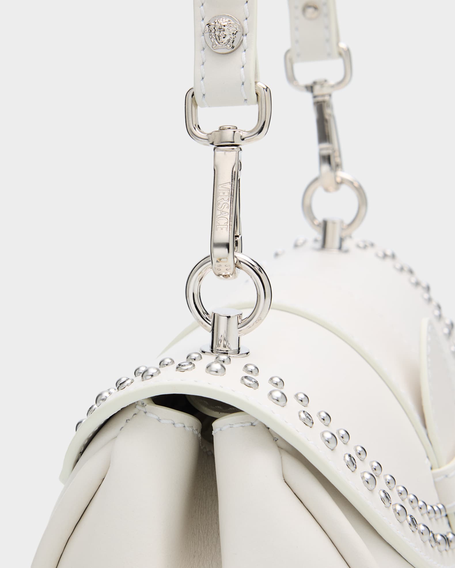 Versace Small Stud-Embellished Leather Shoulder Bag | Neiman Marcus
