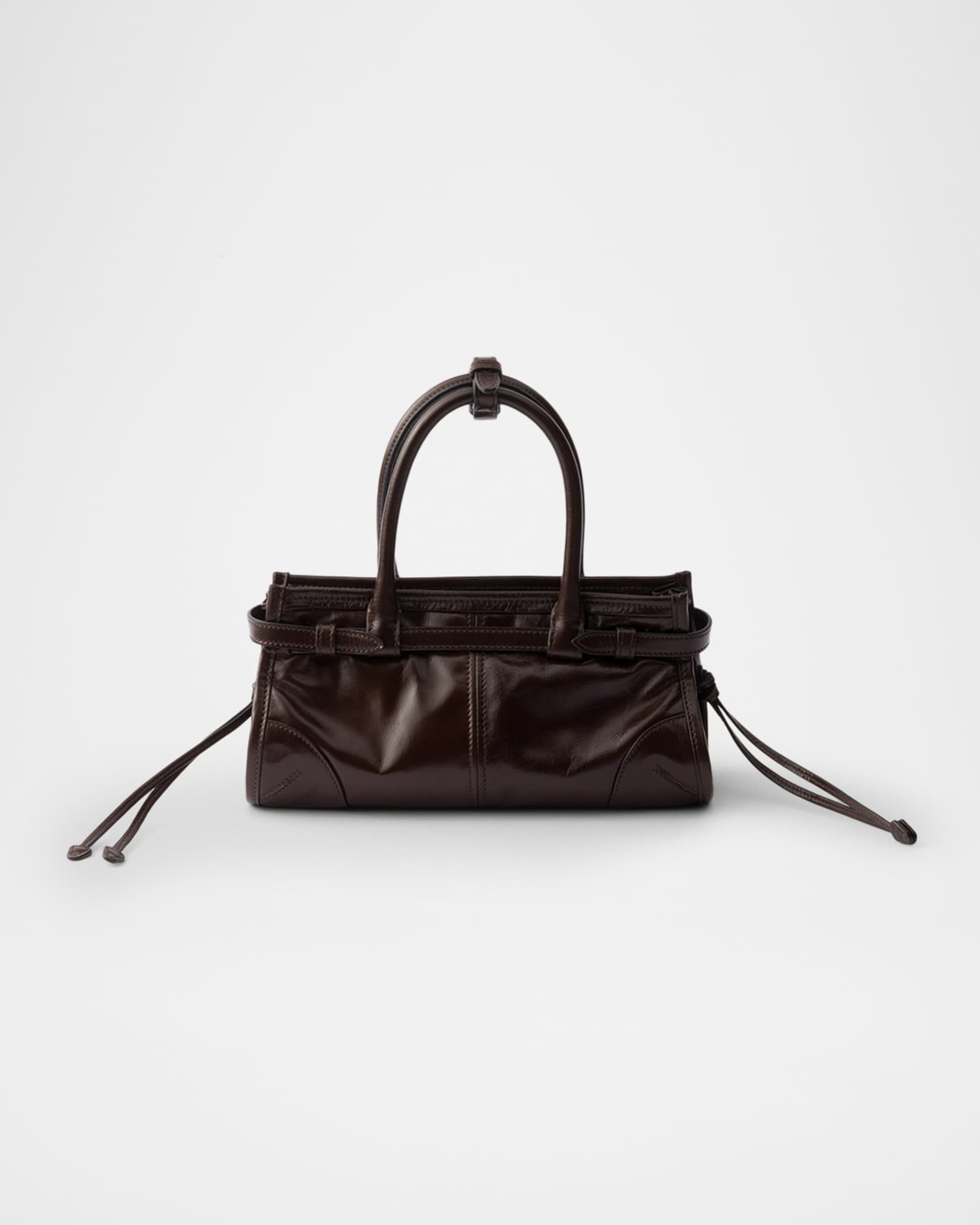 Prada Bonnie Small Glossy Leather East-West Top-Handle Bag | Neiman Marcus