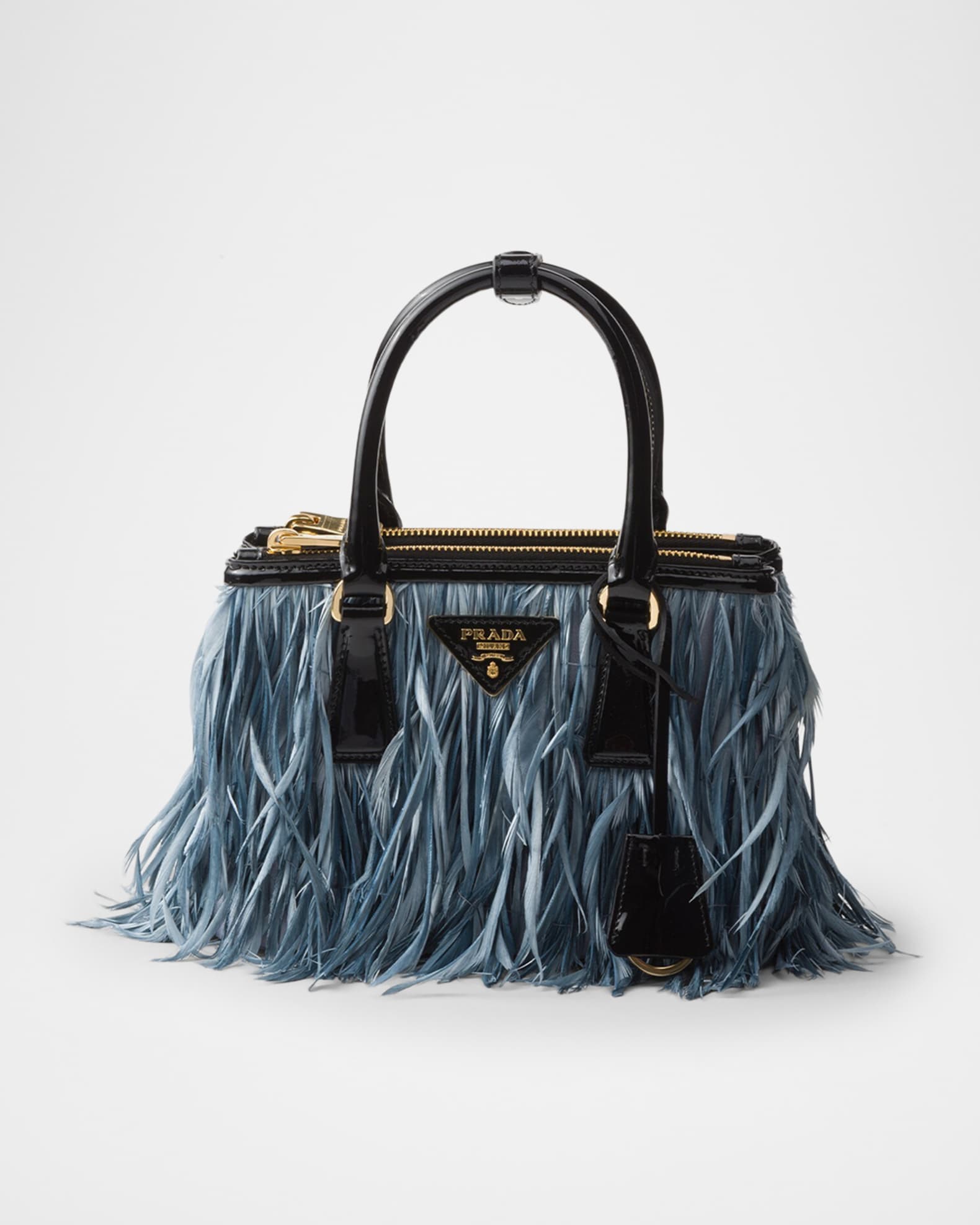 Prada Galleria Mini Patent Leather Feather Shoulder Bag | Neiman Marcus