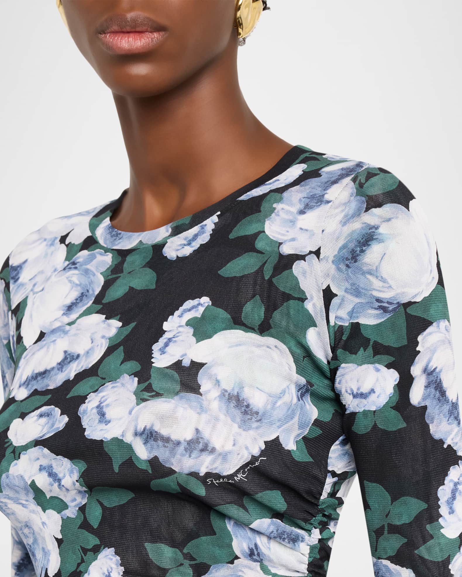 Stella McCartney Bunch Of Roses Mesh Short-Sleeve T-Shirt | Neiman Marcus