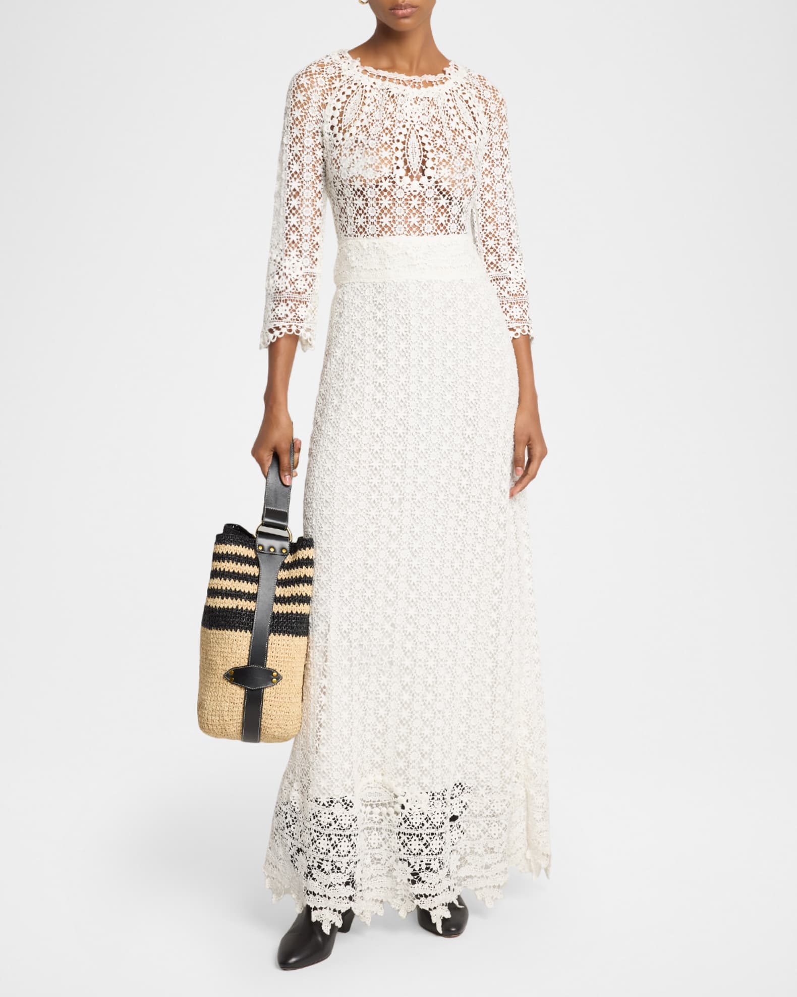 Isabel Marant Hayra Guipure Lace Long-Sleeve Maxi Dress | Neiman Marcus