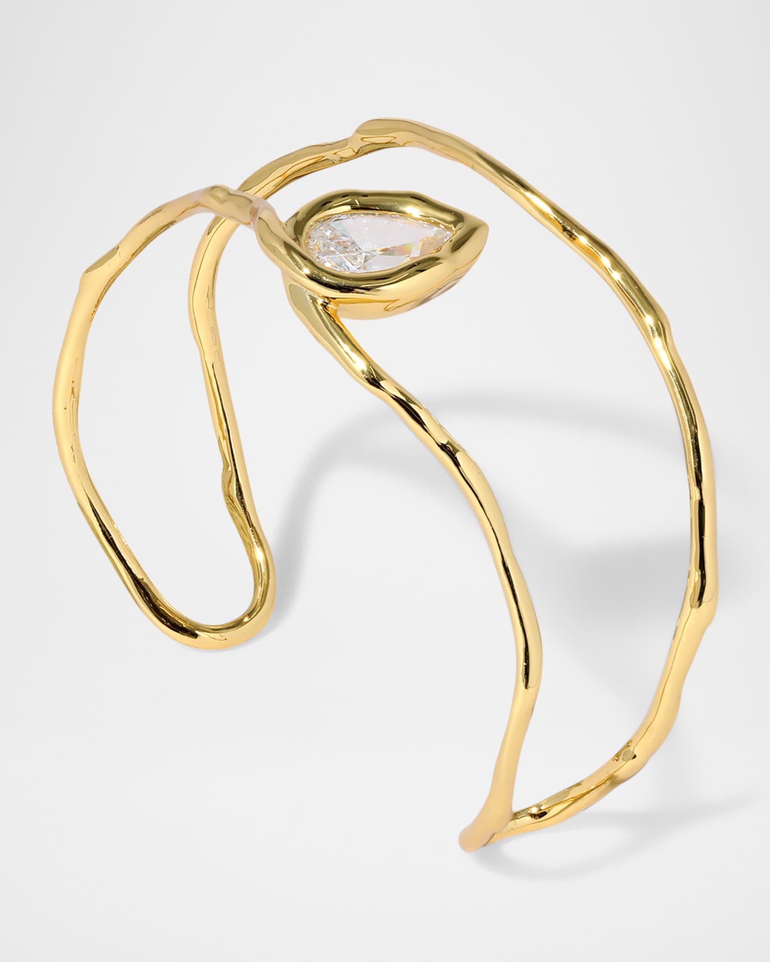 Alexis Bittar Asterales Gold Flat CZ Cuff Bracelet | Neiman Marcus