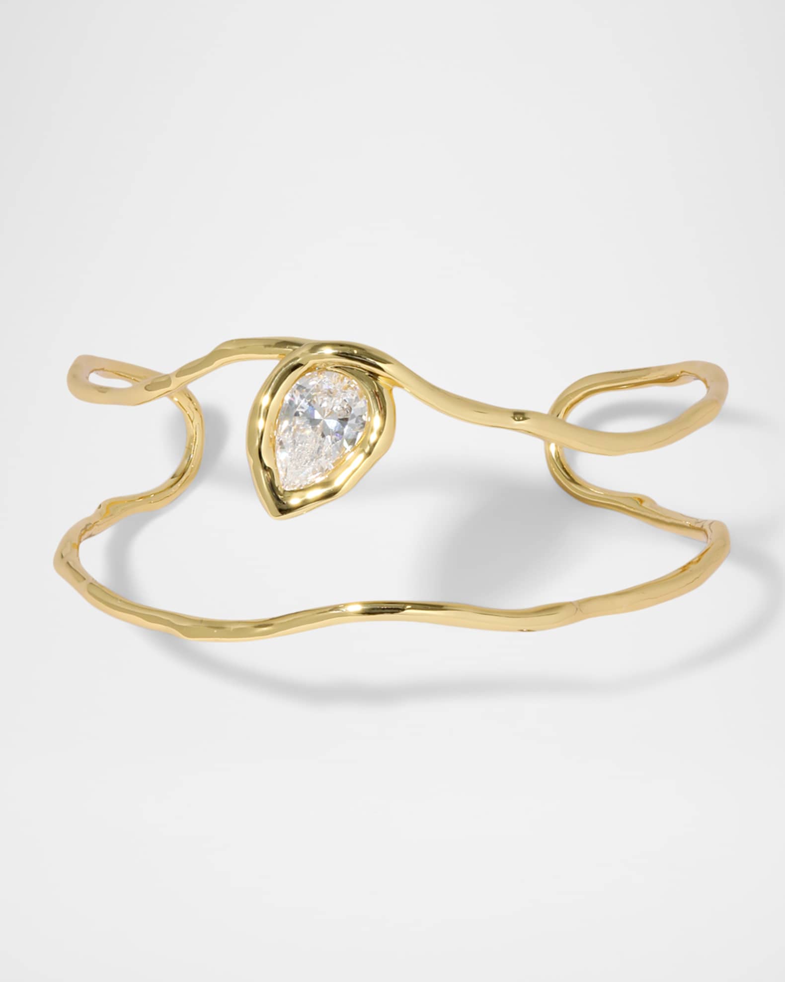 Alexis Bittar Asterales Gold Flat CZ Cuff Bracelet | Neiman Marcus