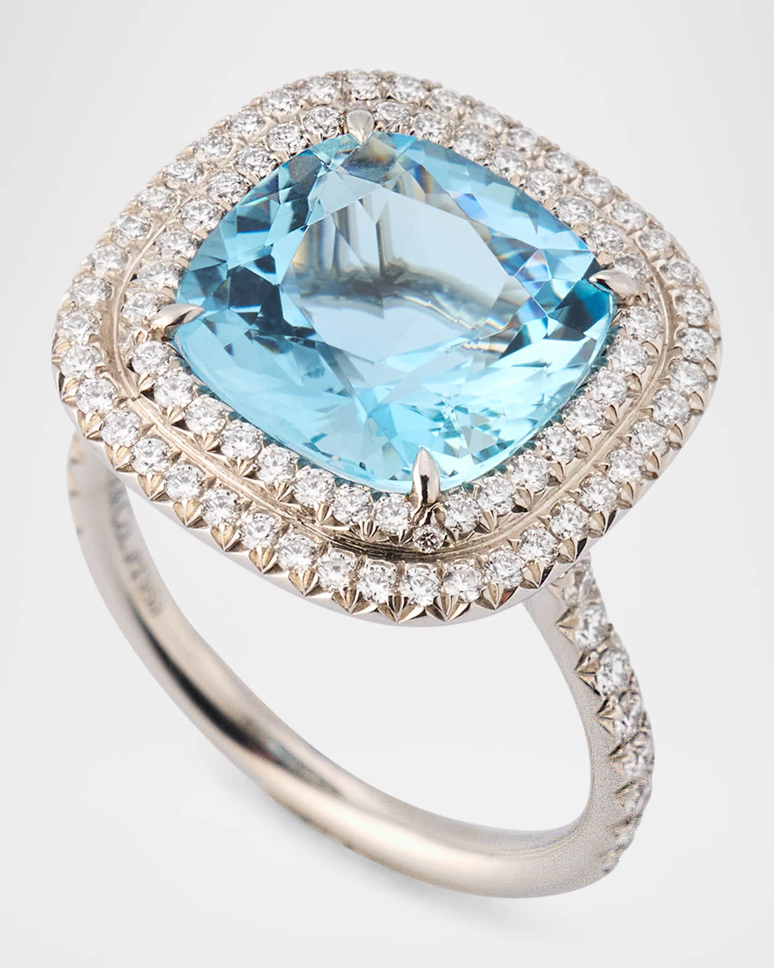 NM Estate Estate Tiffany Soleste Platinum Aquamarine and Diamond Double ...