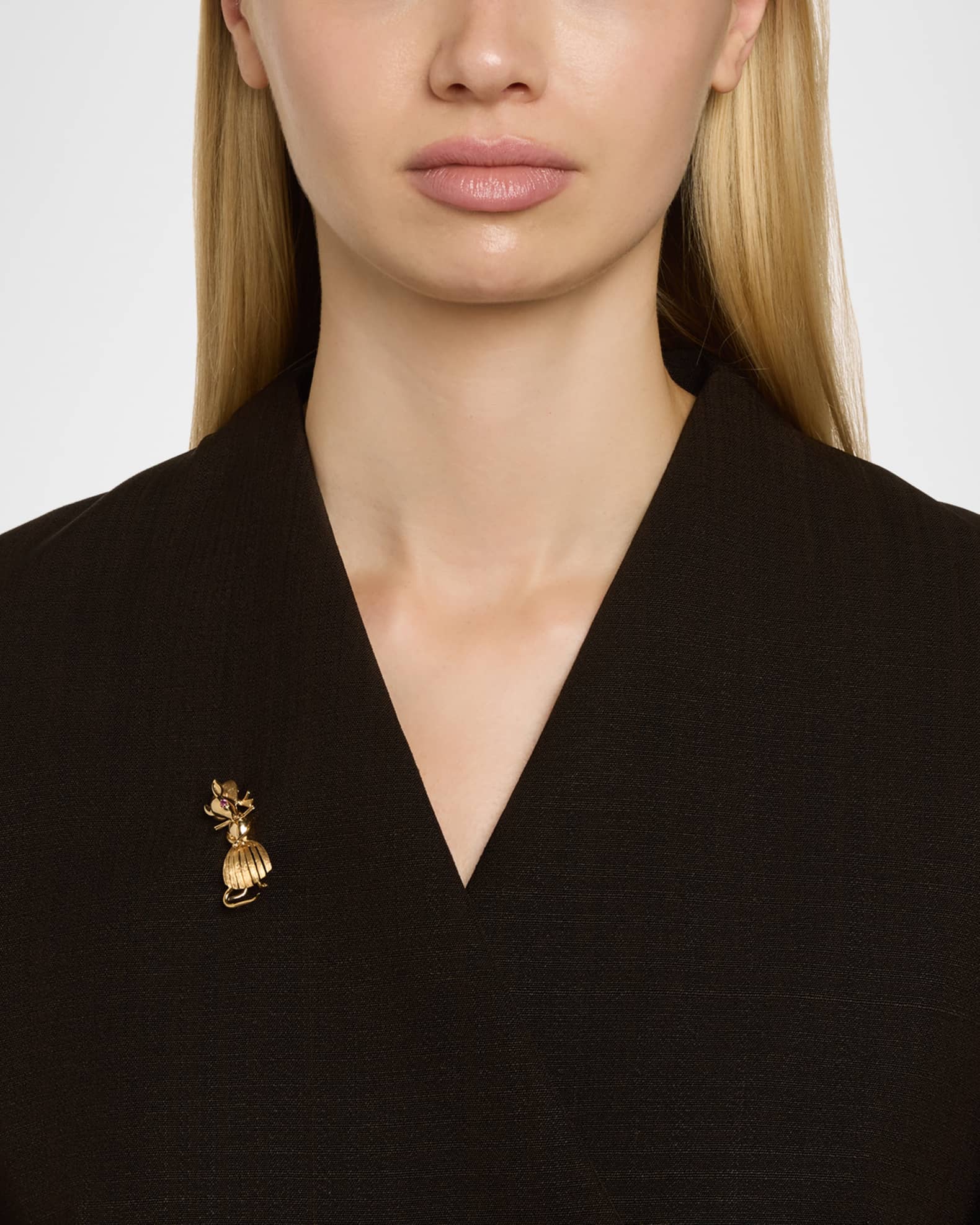 NM Estate Estate 14K Yellow Gold Ruby Cute Mother Mouse Florentine Pin ...