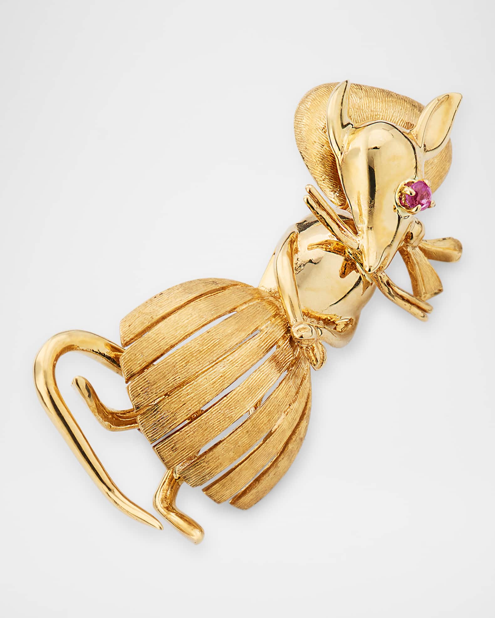 NM Estate Estate 14K Yellow Gold Ruby Cute Mother Mouse Florentine Pin ...